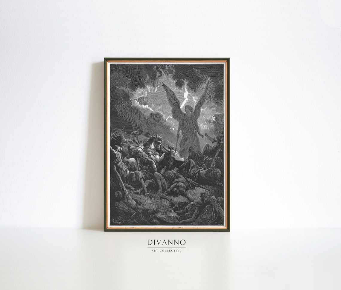 Gustave Dore Archangel Print, Doré Bible Gallery Wall Art, Rebel Angels ...