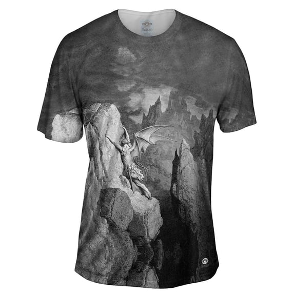 Gustave Dore - Satan_ _s Flight Through Chaos 1868 Mens T-Shirt All ...