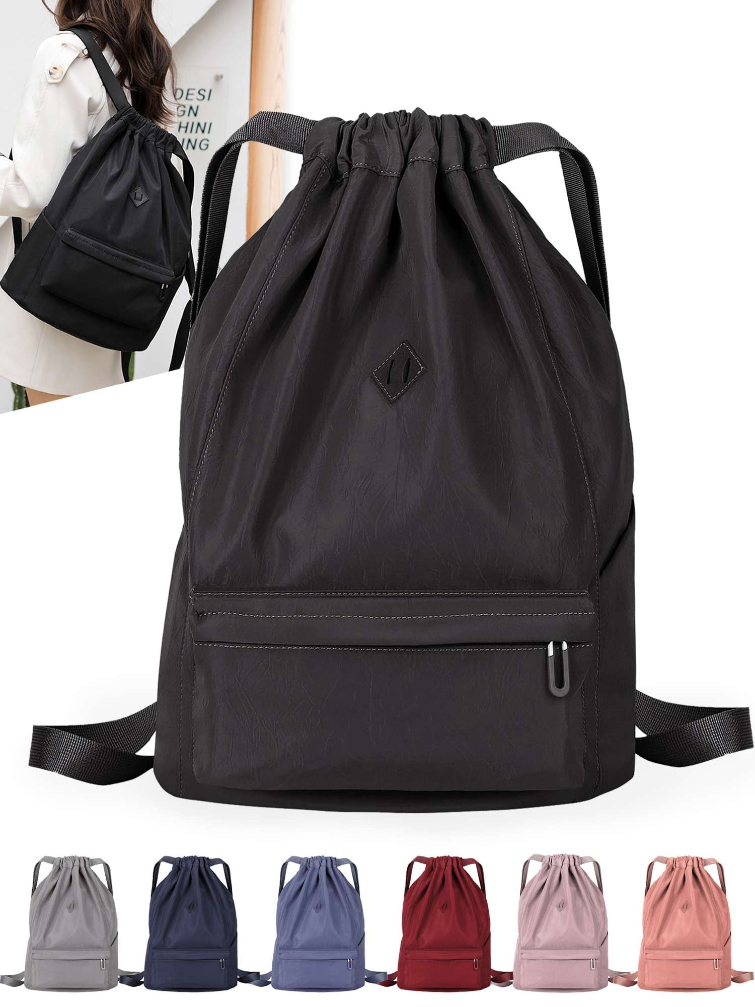 Gustave Drawstring Backpack Nylon Waterproof Sports Gym Bag Sackpack ...