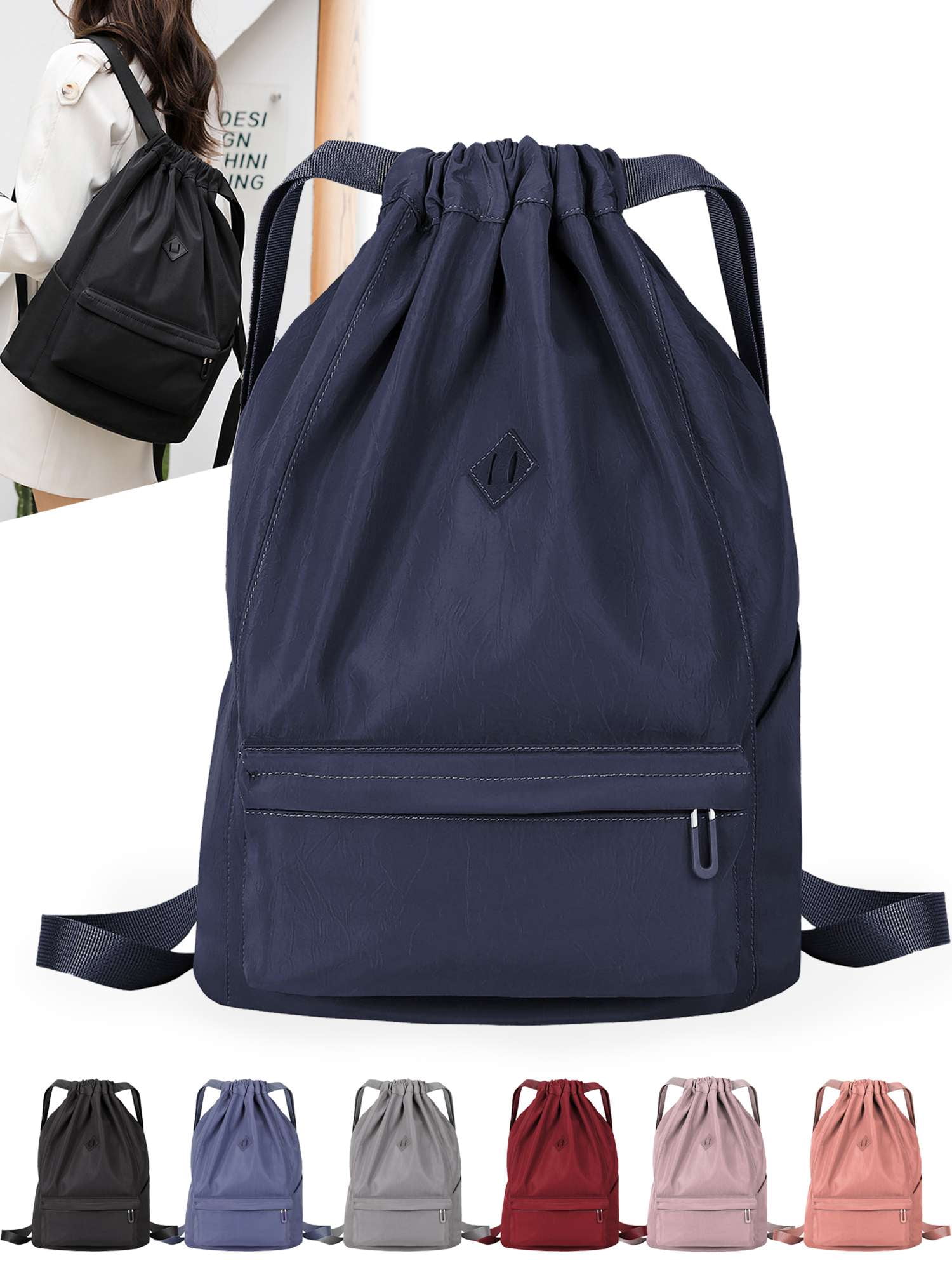 Gustave Drawstring Backpack Nylon Waterproof Sports Gym Bag Sackpack ...
