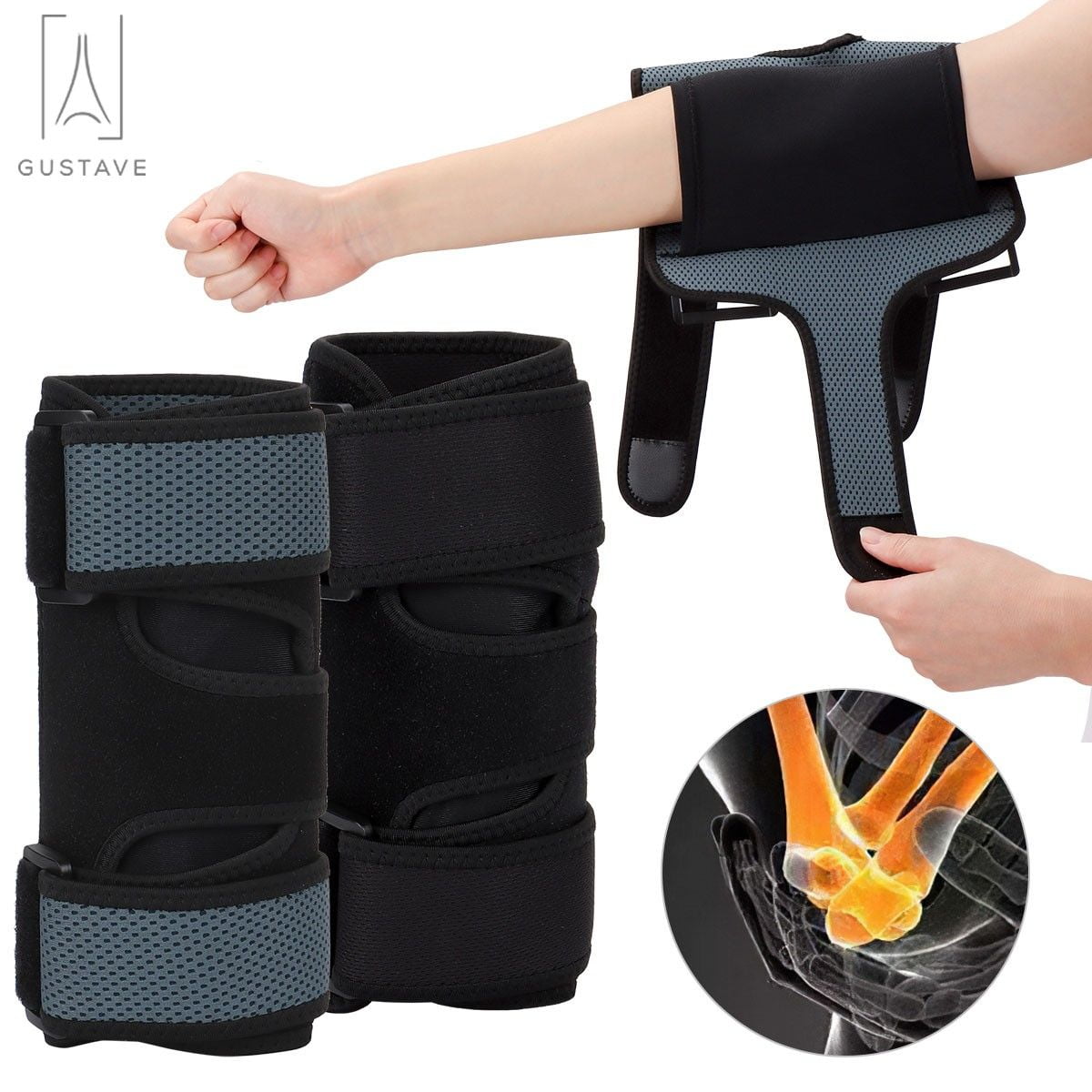 Gustave Elbow Support Braces with 2 Removable Metal Splints for Women ...