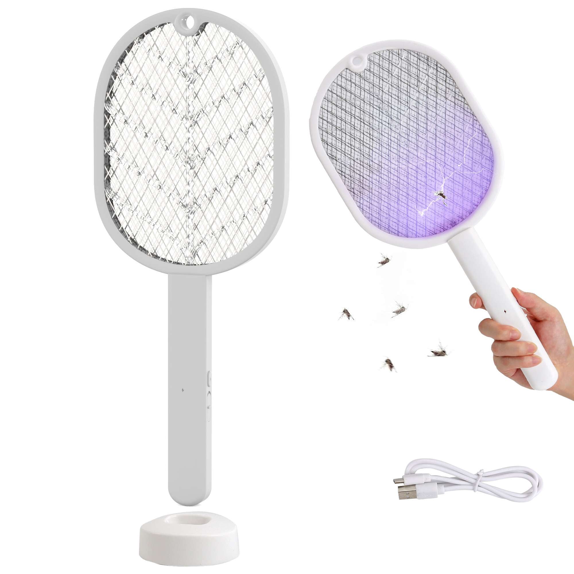 Gustave Electric Fly Swatter Bug Zapper Racket USB Rechargeable 2 in 1 ...