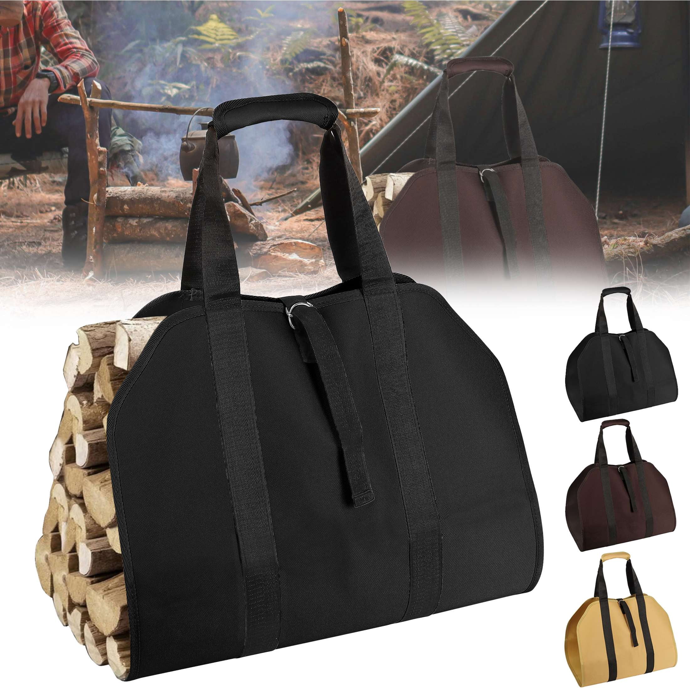 Gustave Firewood Log Carrier Bag Waxed Canvas Heavy Duty Fireplace Wood ...