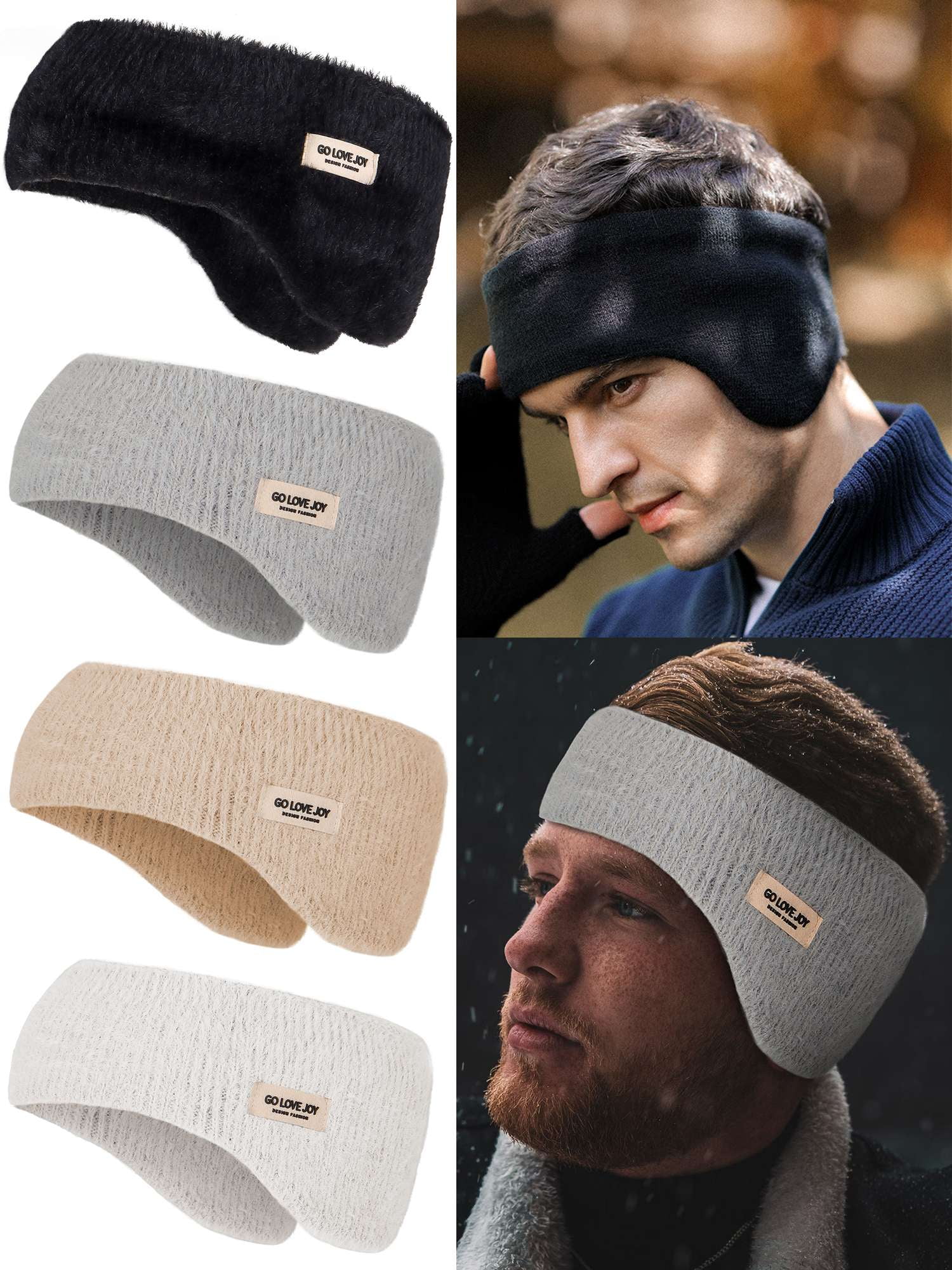 Gustave Fleece Ear Warmer Muffs Headband for Men Women Winter Stretch ...