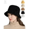Gustave Fuzzy Bucket Hat for Women Winter Faux Fur Sherpa Bucket Hats Cloche Soft Warm Plush ...