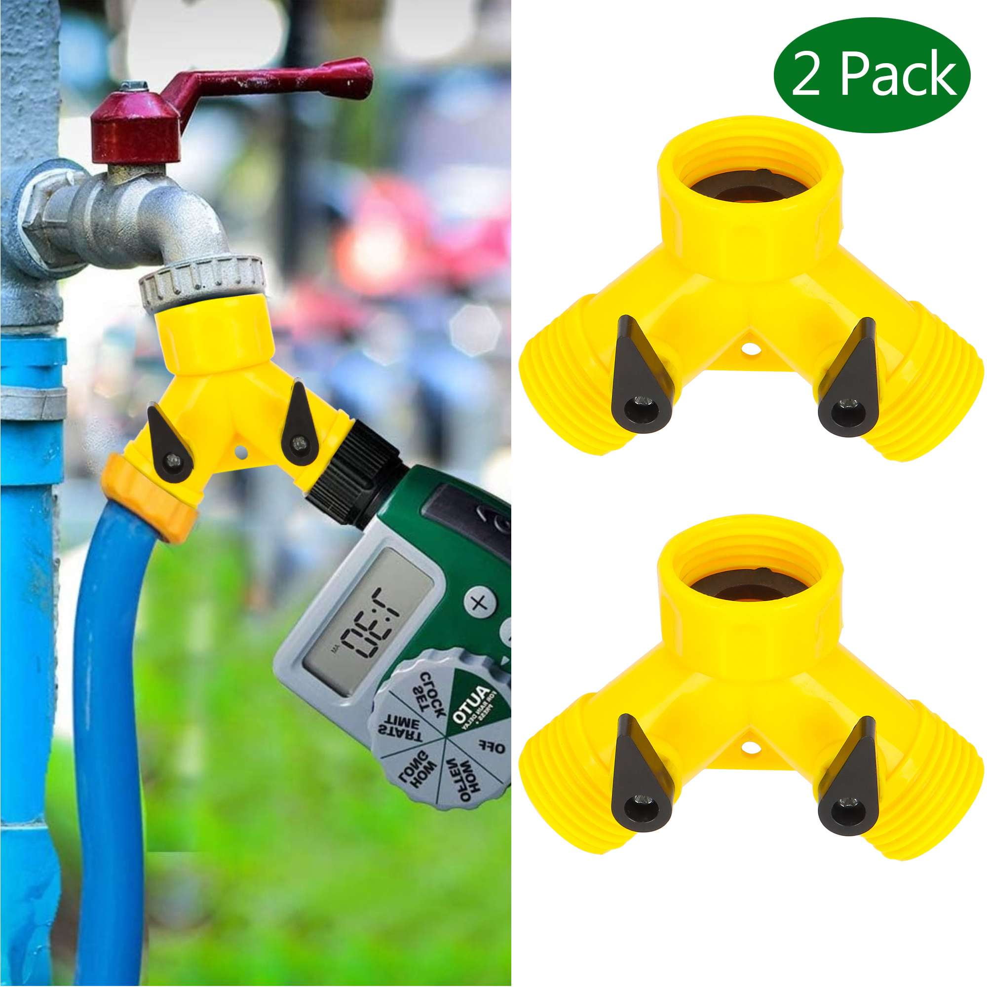 Gustave Garden 2 Way Hose Splitter 3/4" Y Shut Off Valve Water Hose ...