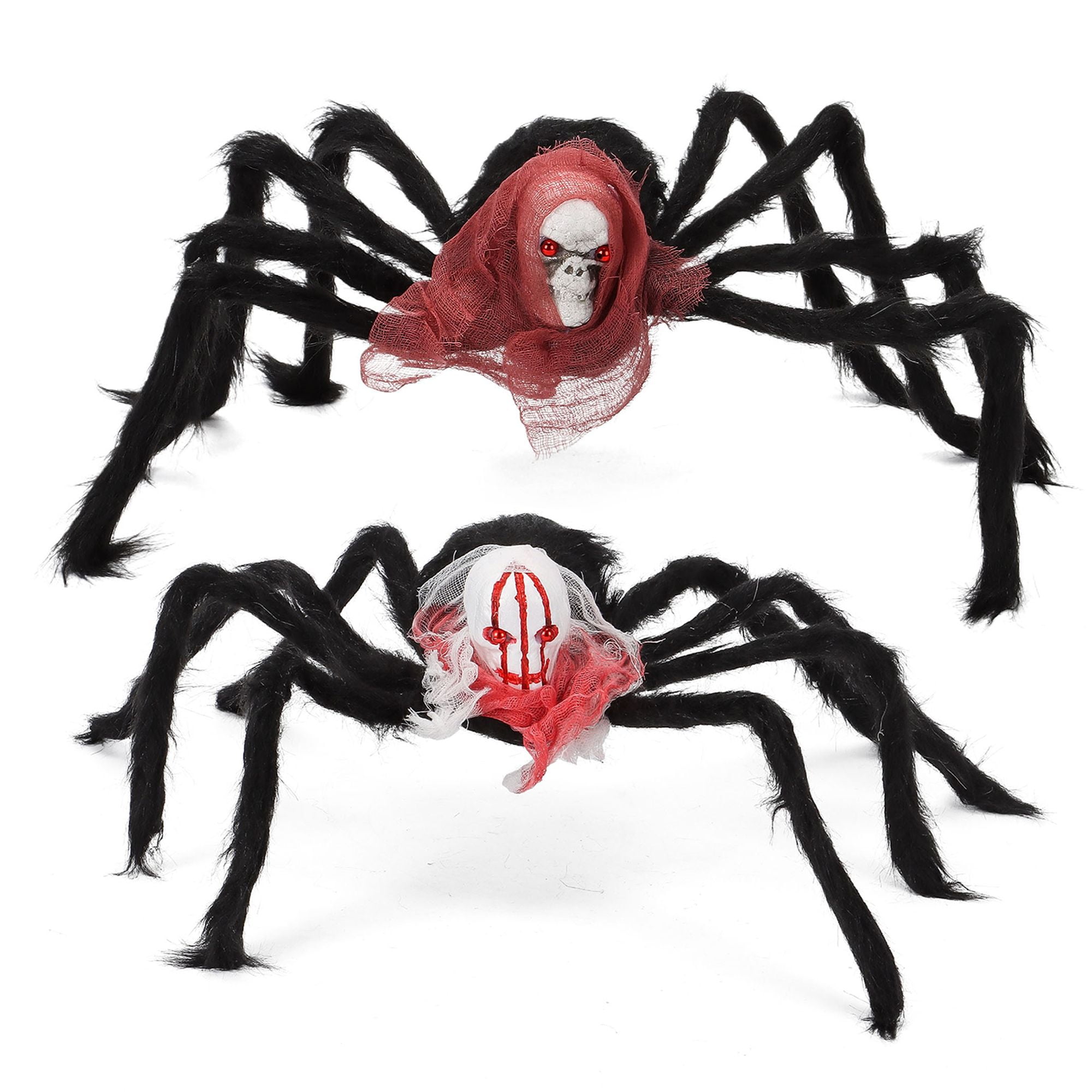 Gustave Halloween Giant Hairy Spiders Decoration Skull Head Fake Spider ...