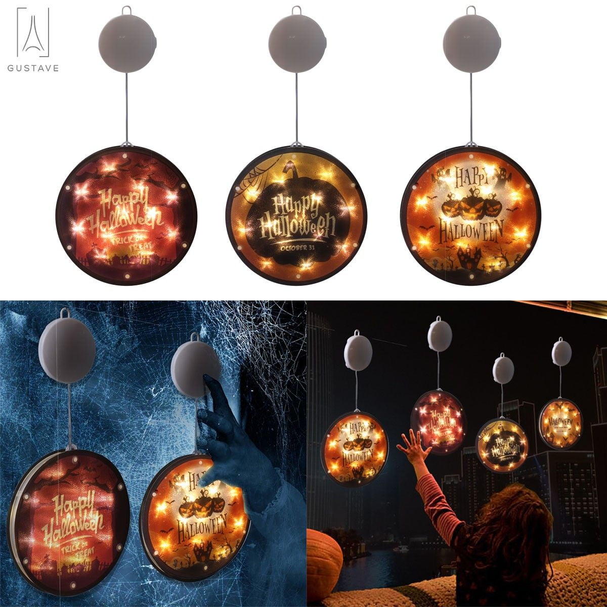 Gustave Halloween Hanging LED Light, Colorful Flashing Hanging Lamp ...