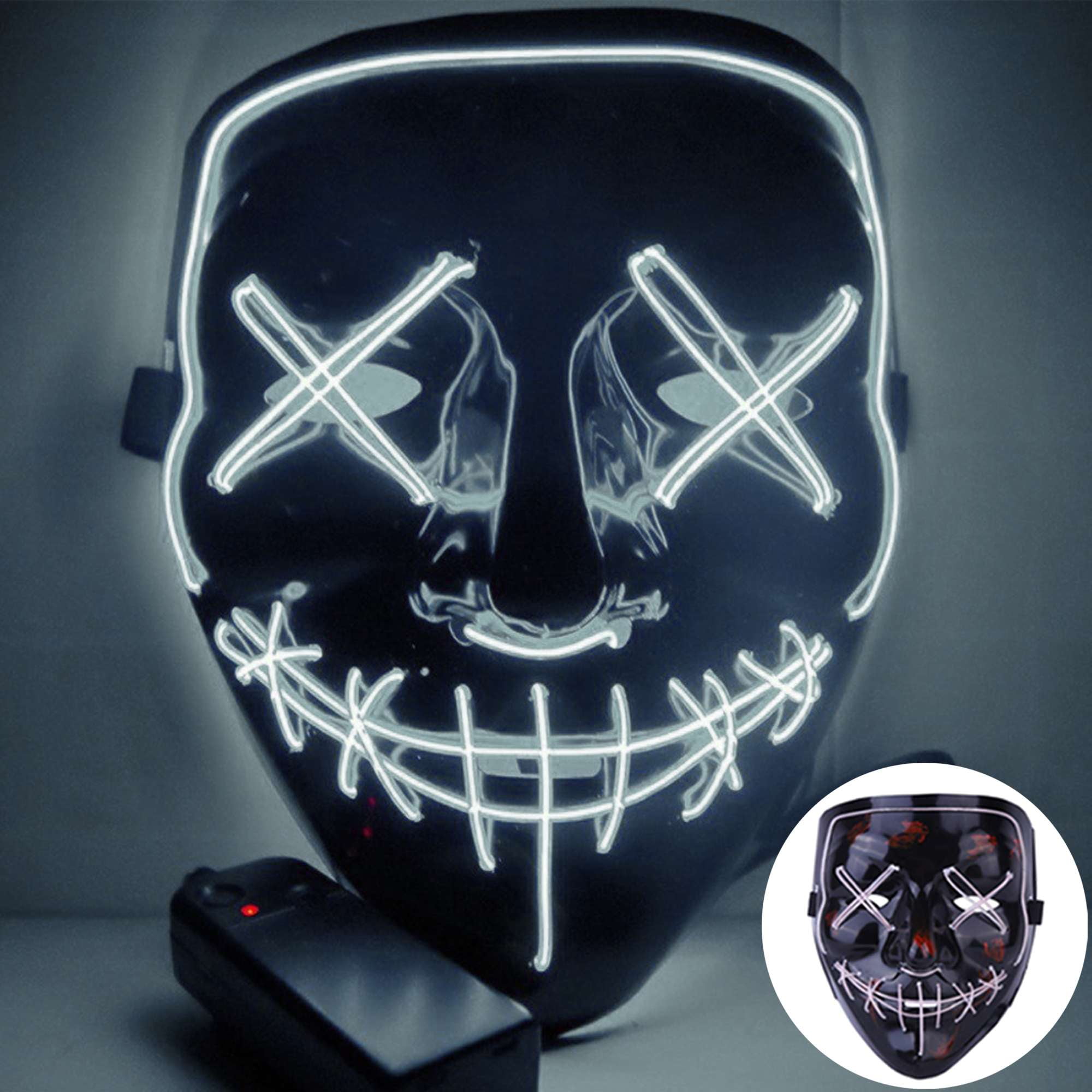 Gustave Halloween Light up Mask 4 Lighting Modes LED Glow Purge Mask ...