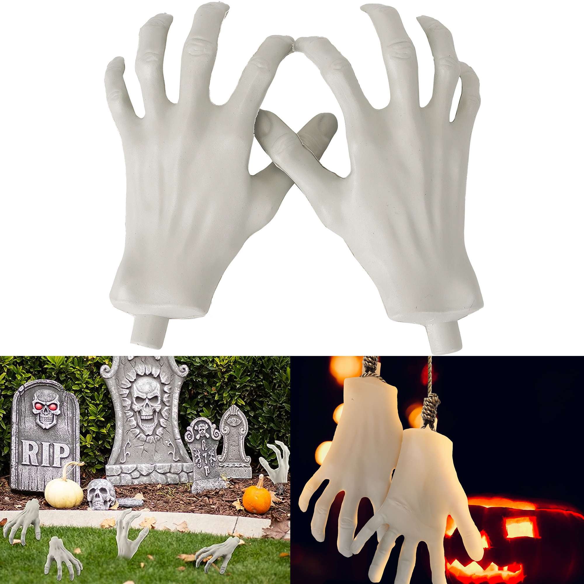 Gustave Halloween Scary Skeleton Hands Realistic Life Size Zombie Hands ...