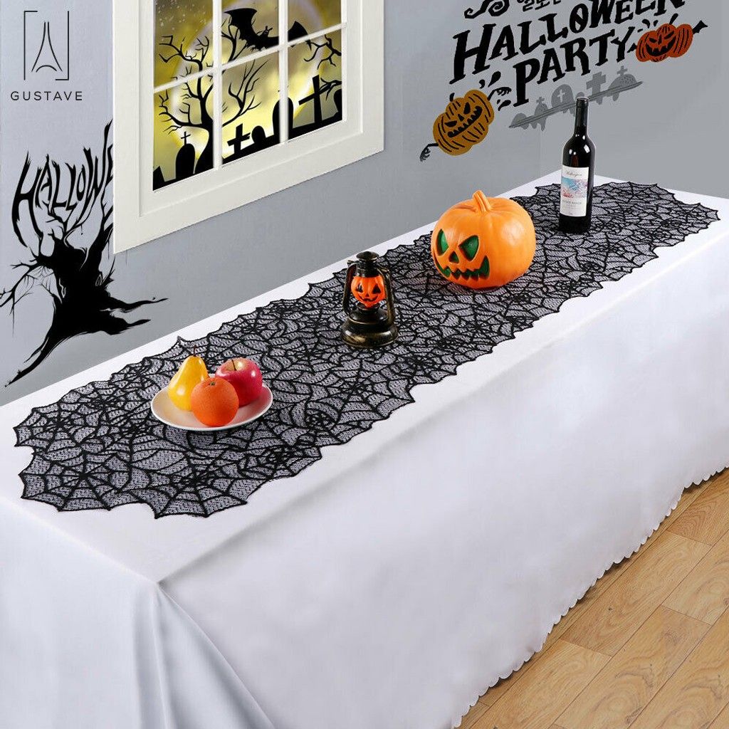 Gustave Halloween Tablecloth Black Spider Web Rectangle Tablecloths ...