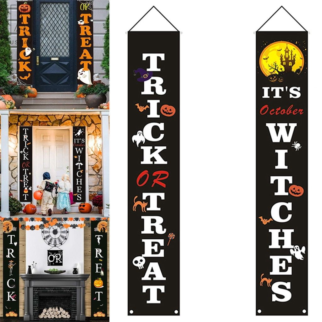 Gustave Halloween Trick Or Treat Hanging Banner Door Decoration, Porch ...