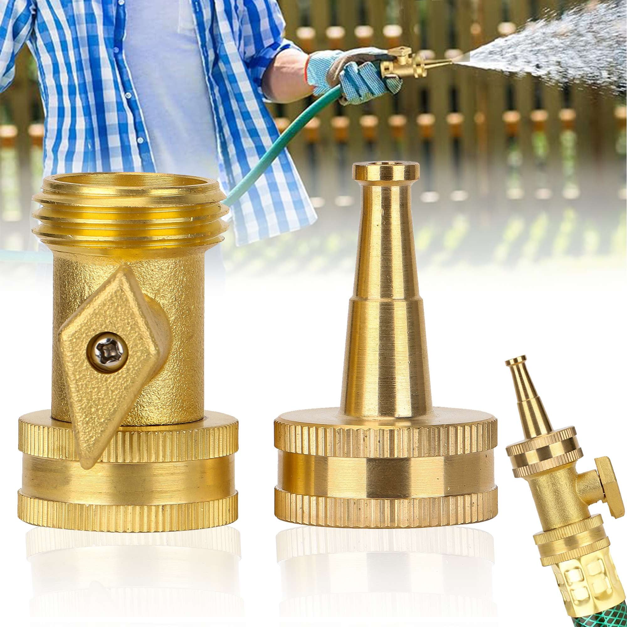 Gustave High Pressure Hose Nozzle Garden Brass Jet Nozzle Heavy Duty 3/ ...