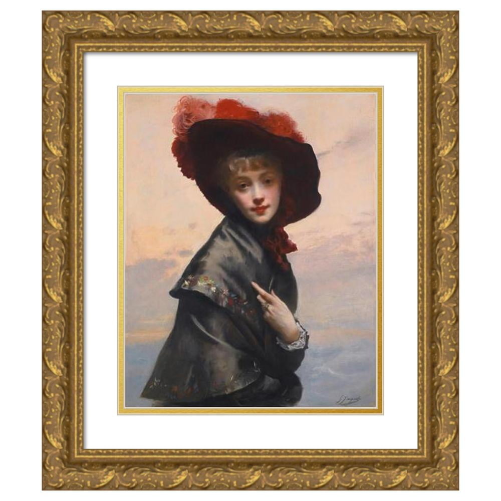 Gustave Jean Jacquet 15x18 Gold Ornate Wood Frame and Double Matted ...