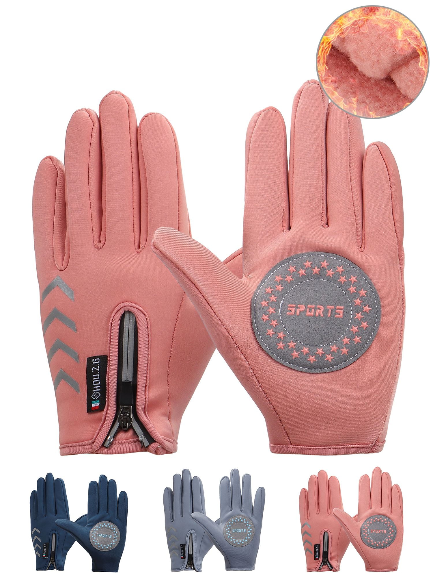 Gustave Kids Winter Warm Gloves Anti Slip Zipper Gloves Outdoor Sports ...