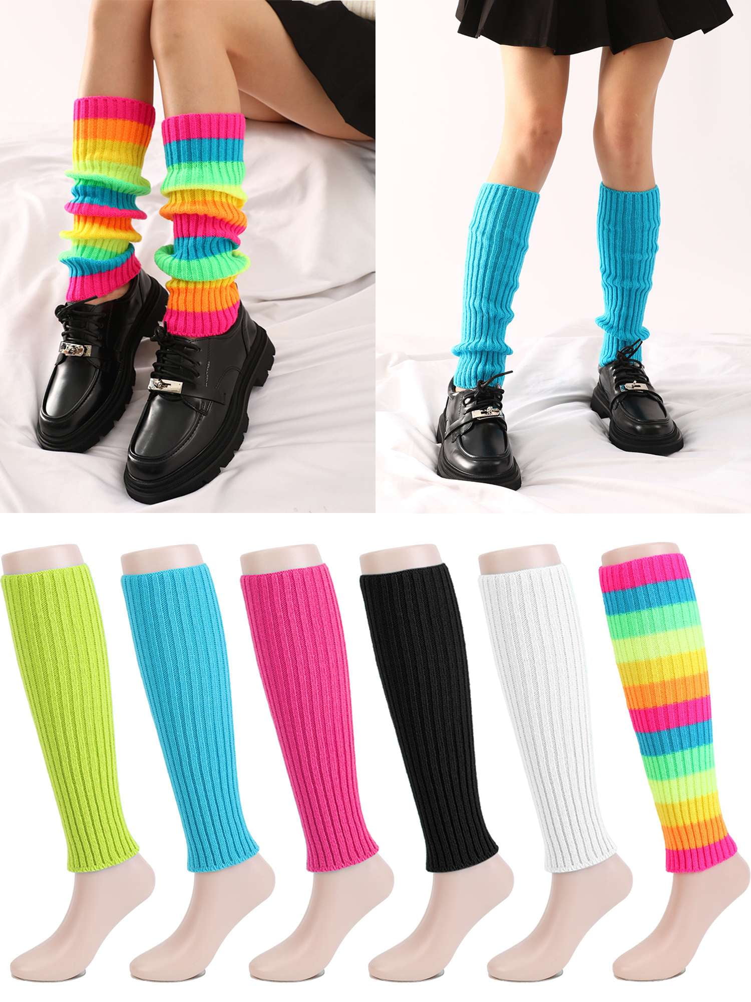 Gustave Knitted Leg Warmers for Women Girls 80s Ribbed Leg Warmer Socks ...