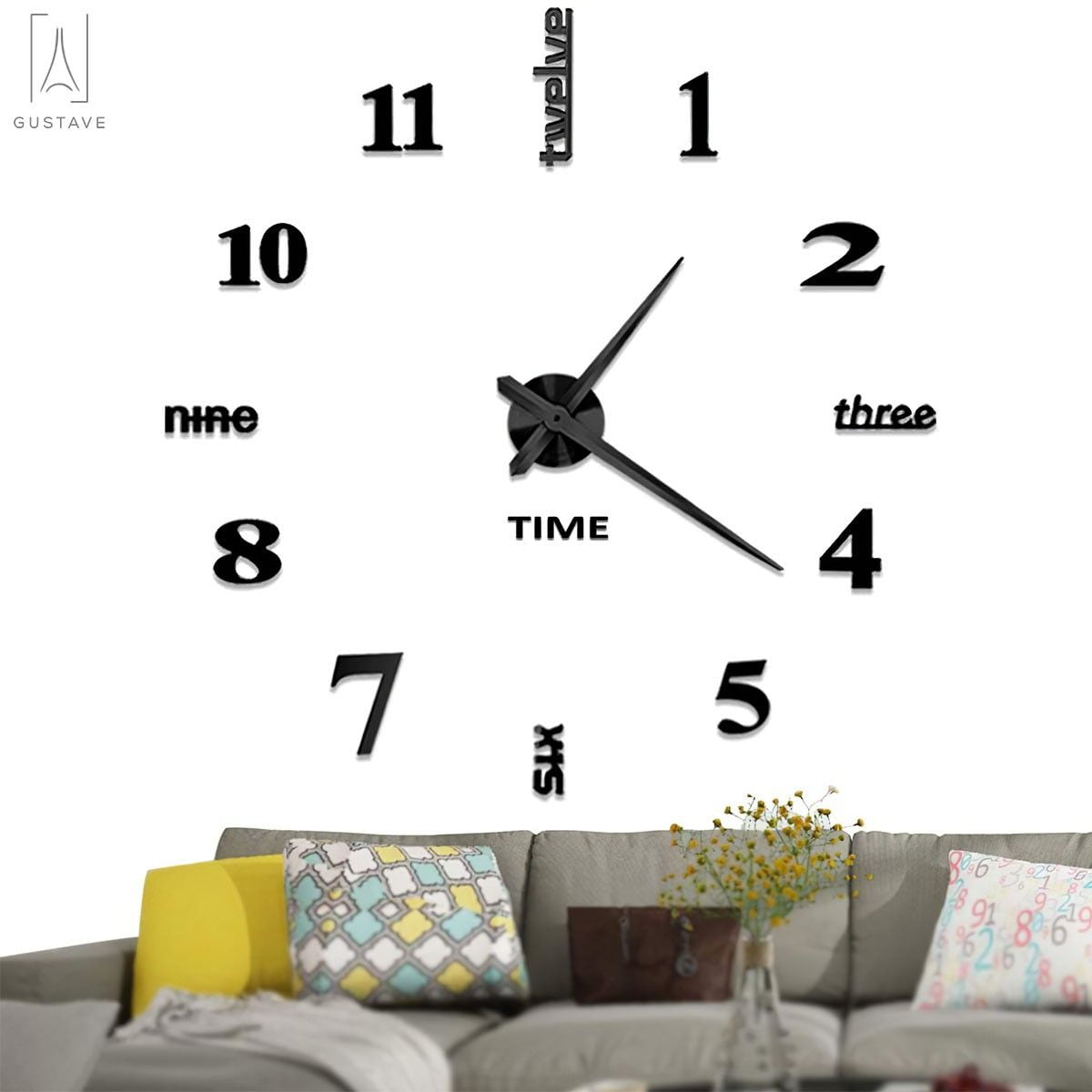 Customer reviews for Gustave Large Frameless DIY Wall Clock Large ...