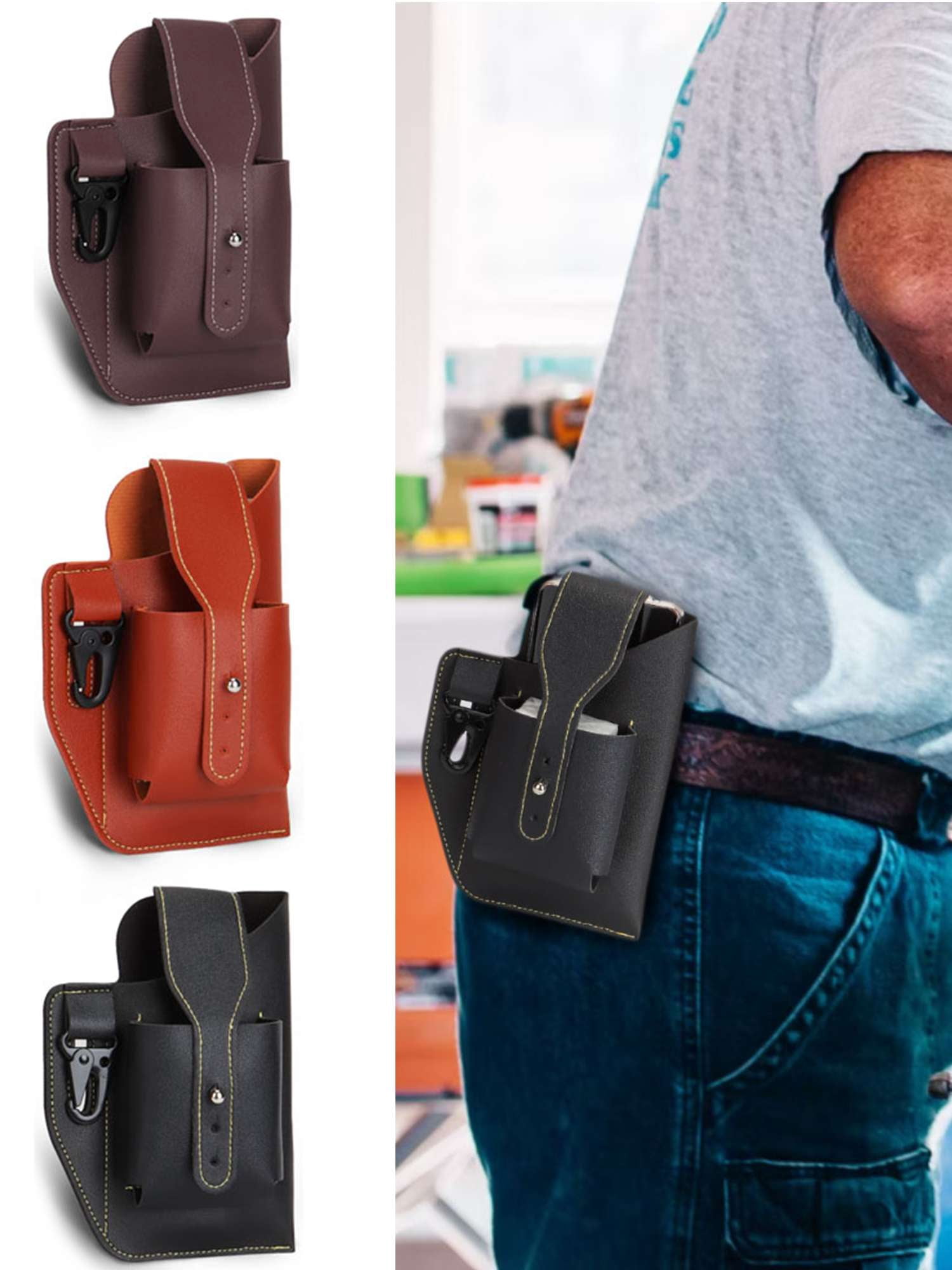 Gustave Leather Holster Cell Phone Case for Apple, Samsung, Black ...