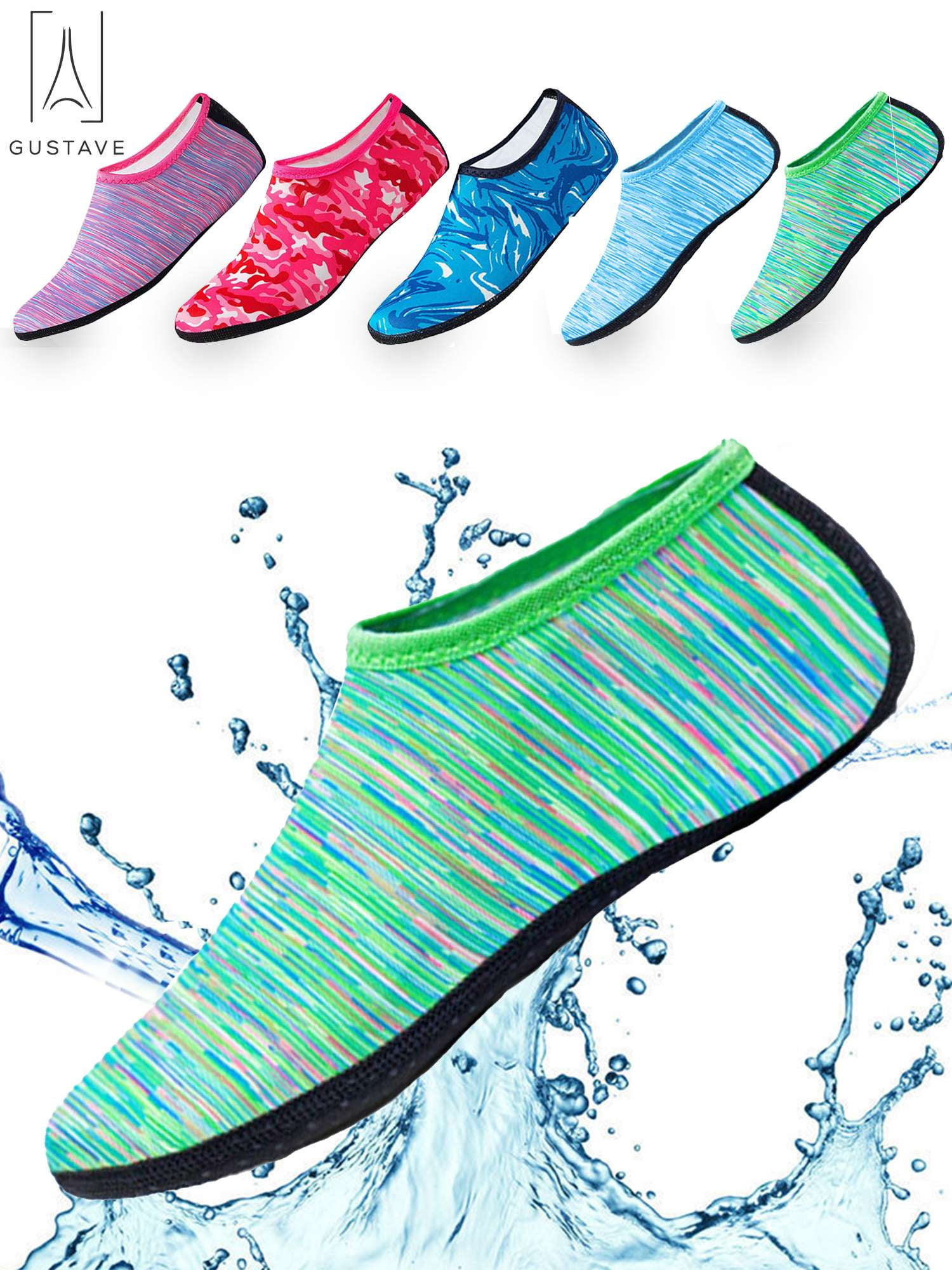 Gustave Men Women Water Socks Barefoot Quick Dry Aqua Beach Socks For ...