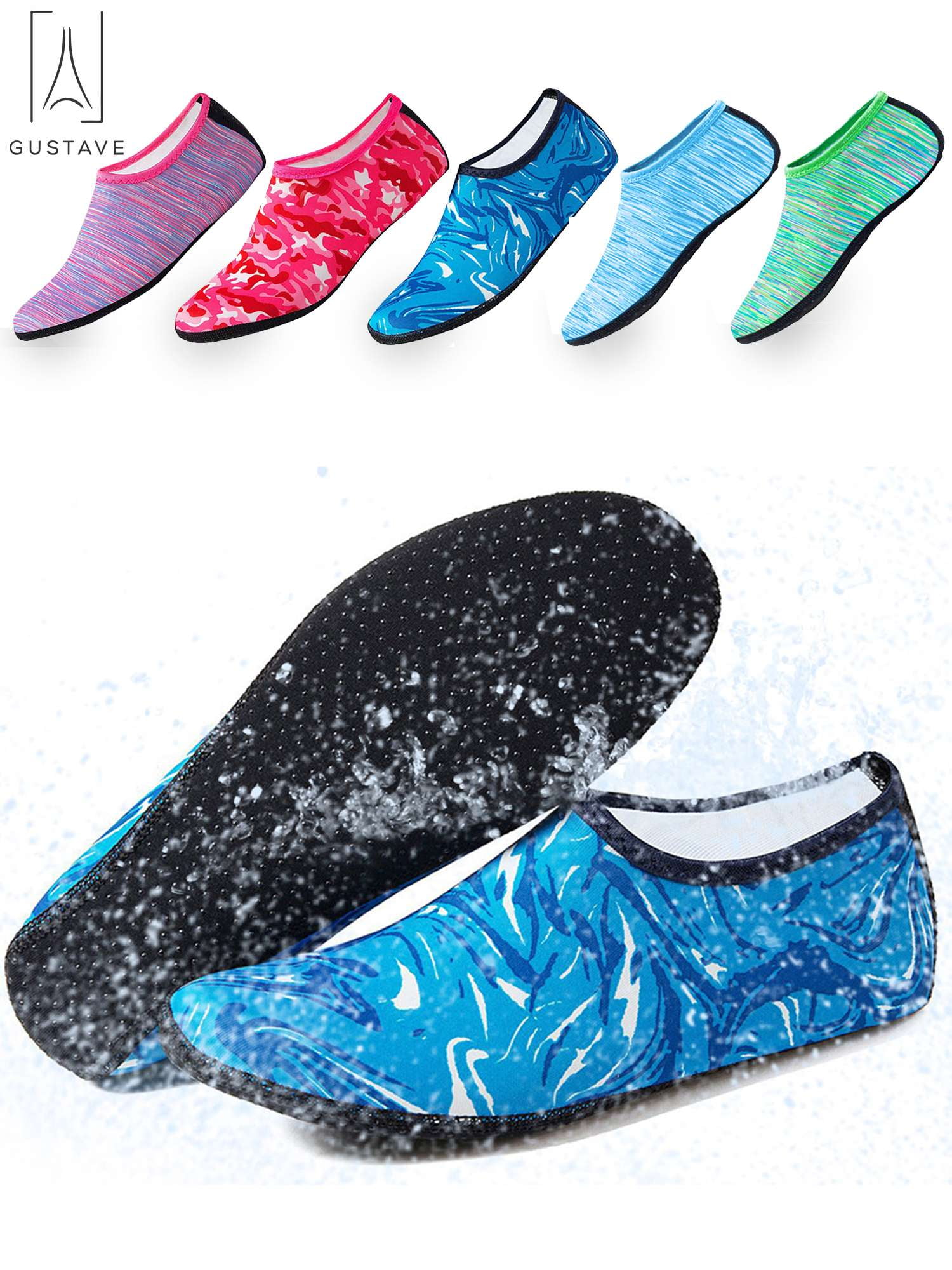 Gustave Men Women Water Socks Barefoot Quick Dry Aqua Beach Socks For ...