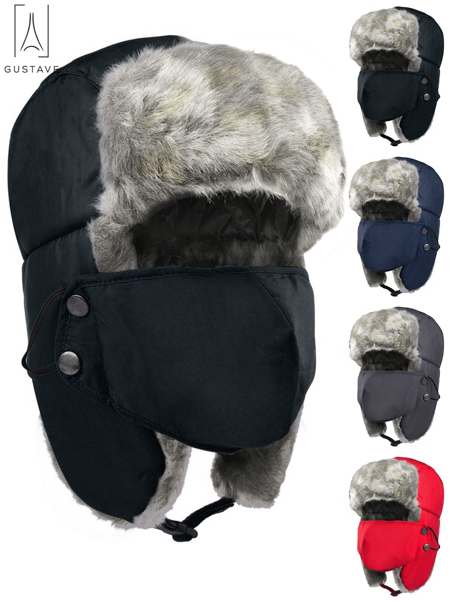 Gustave Men Women Winter Trapper Hat,Russian Windproof Ski Hat Faux Fur ...