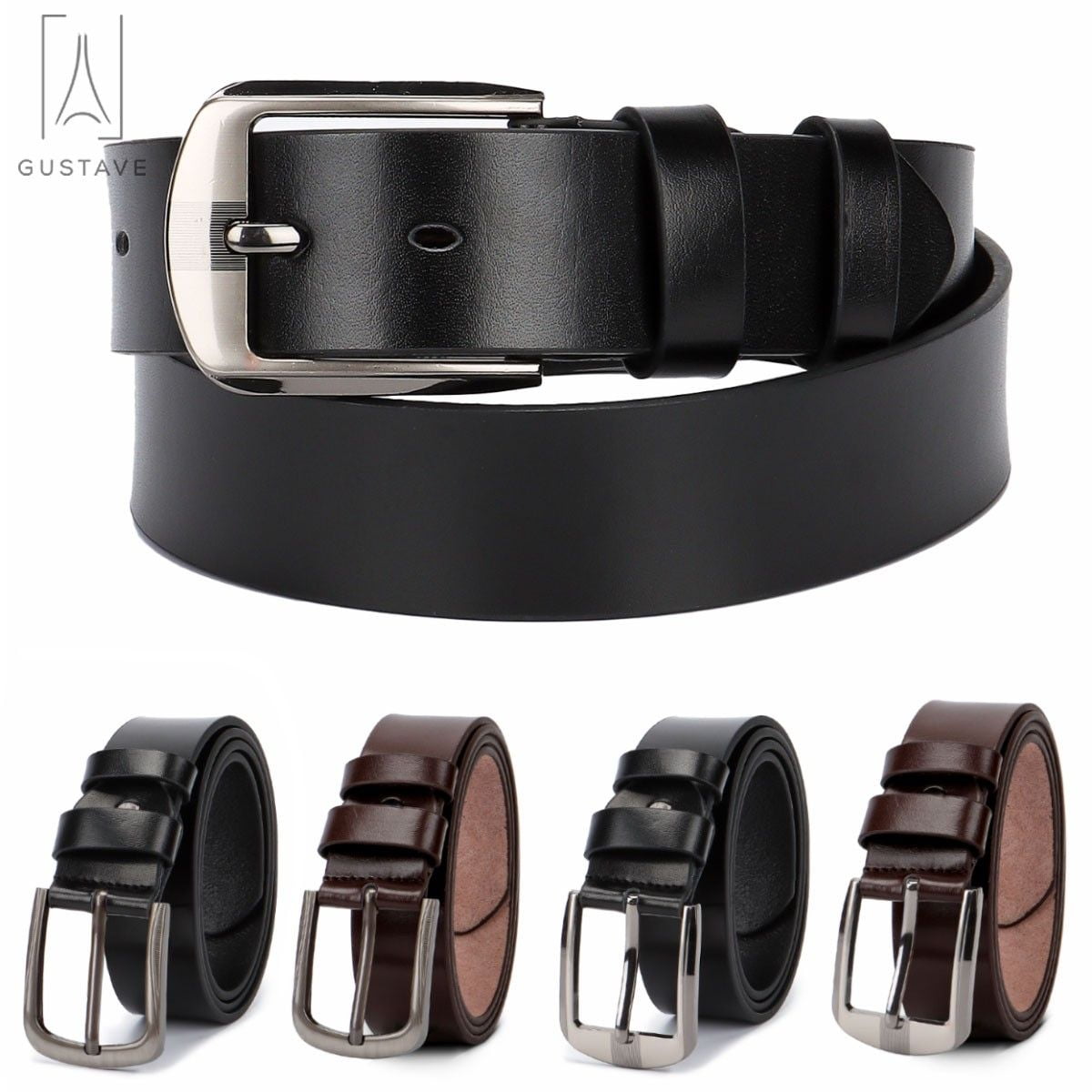 Gustave Men's 35mm Casual Leather Belt - Mens Belt For Suits, Jeans ...