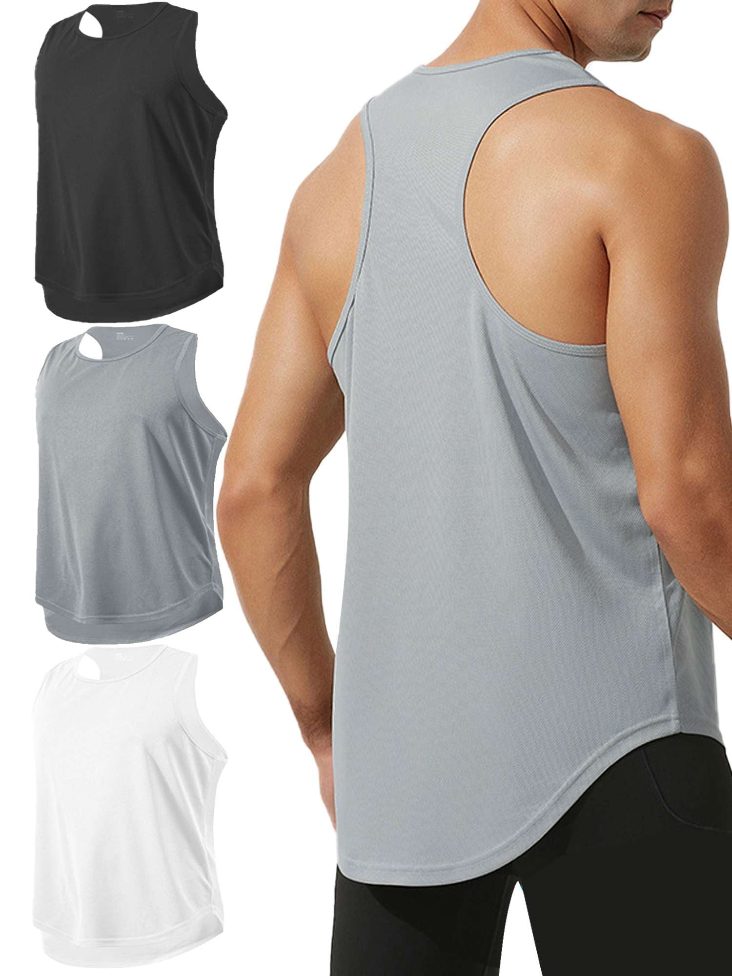 Gustave Men's Workout Tank Tops Sleeveless Muscle Shirts Quick Dry Mesh ...