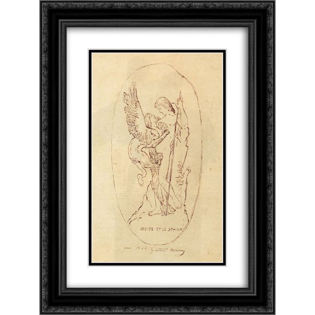 Gustave Moreau 2x Matted 20x24 Black Ornate Framed Art Print 'Oedipe Et ...