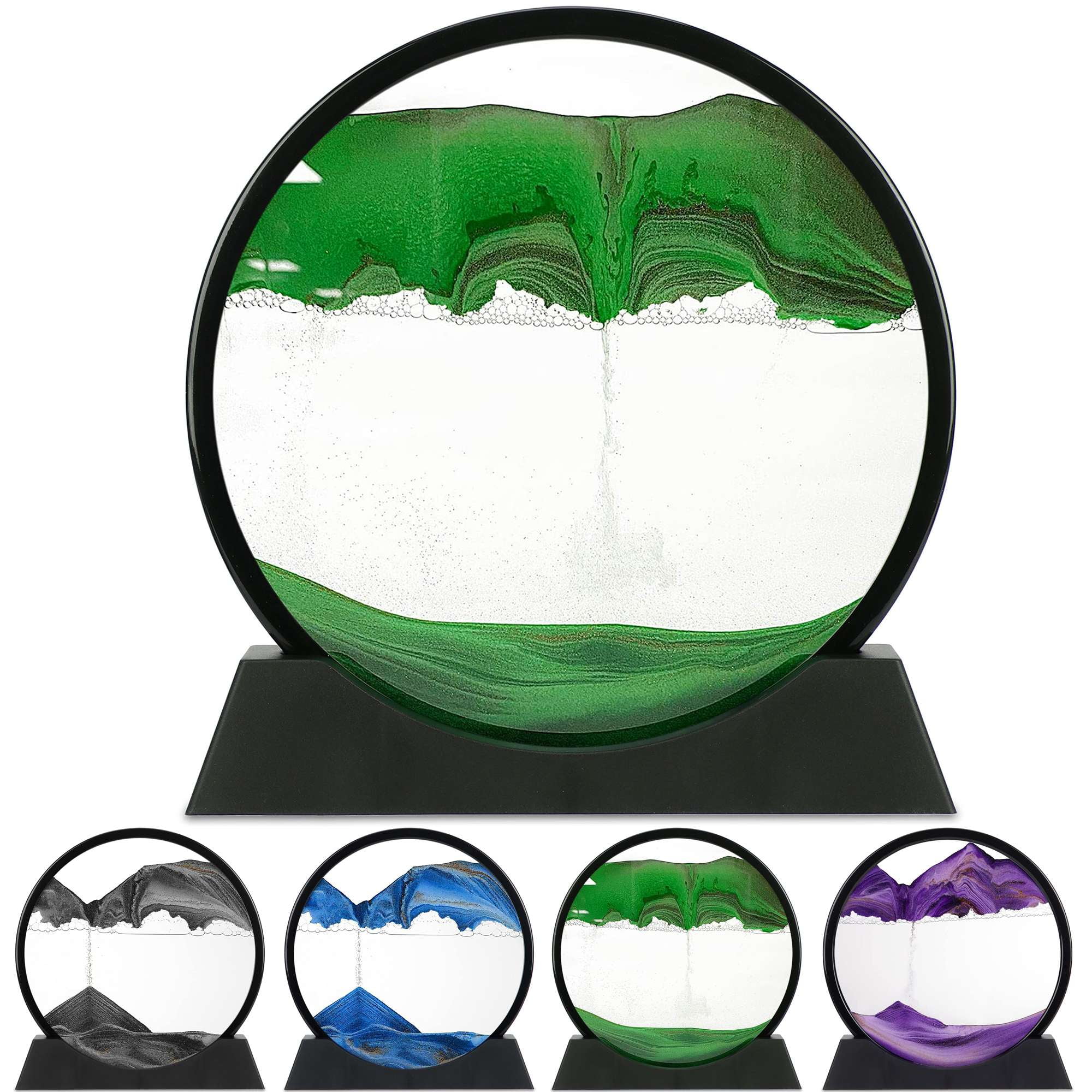 Gustave Moving Sand Art Picture Liquid Motion Round Glass 3D Hourglass ...