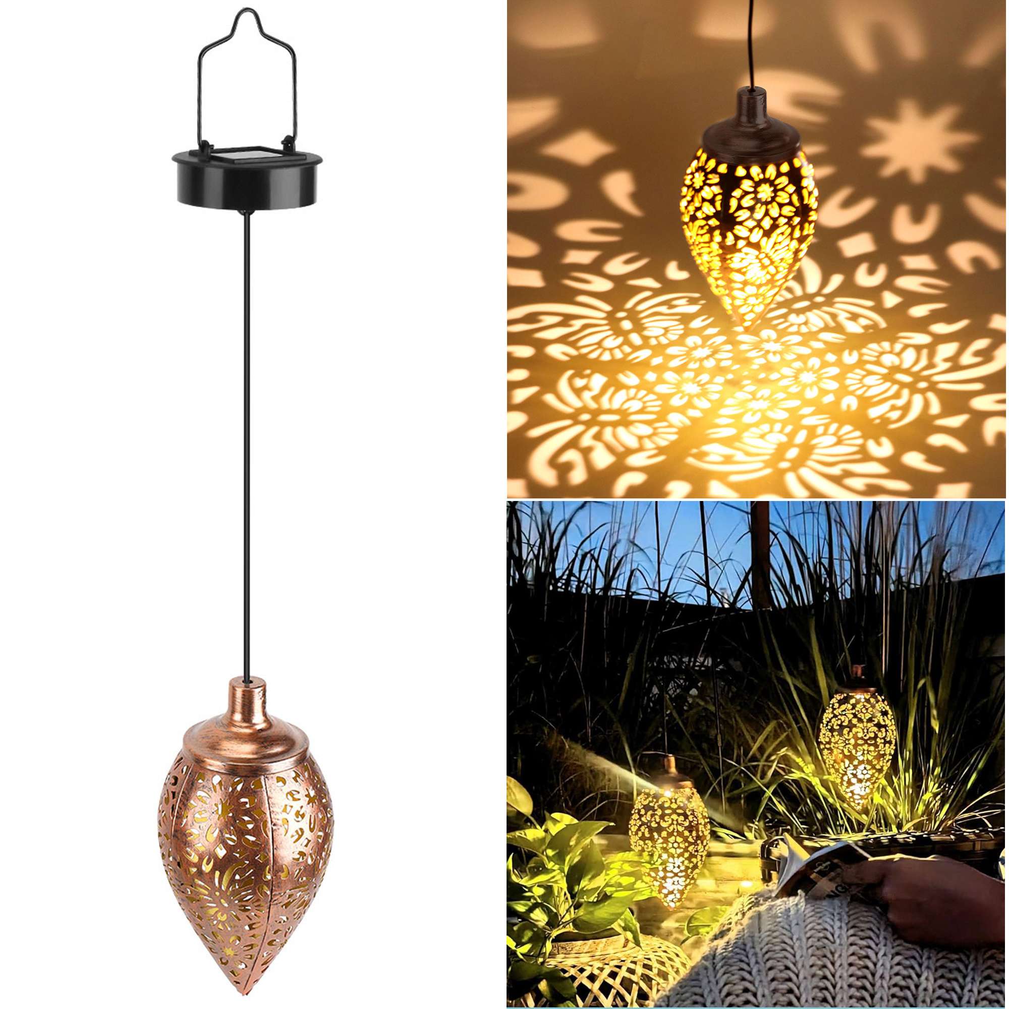 Gustave Outdoor Hanging Solar Lantern Lights Waterproof LED Christmas ...