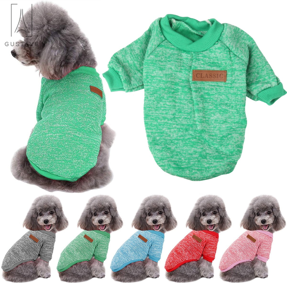 Gustave Pet Knitwear Fleece Coat, Soft Thickening Warm Pup Dogs Shirt ...