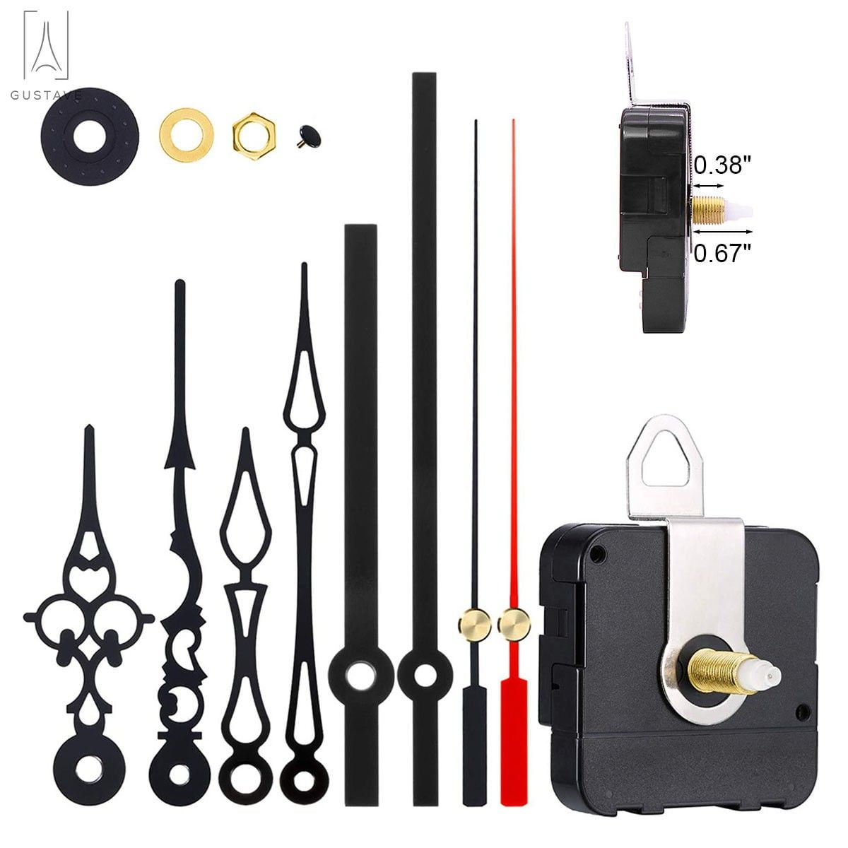 Gustave Quartz Wall Clock Movement Mechanism with 3 pairs of Hands ...