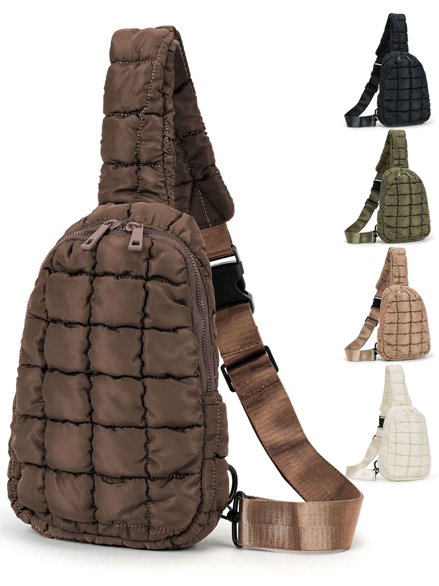 Gustave Quilted Puffer Sling Bag for Women Men Small Crossbody Purse ...