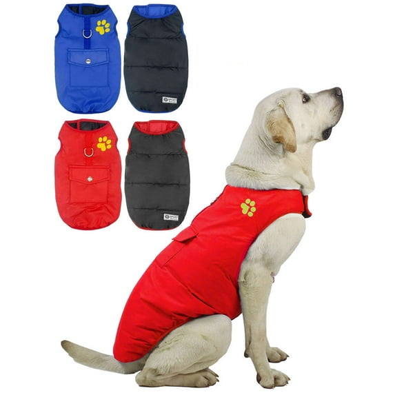 Gustave Reversible Dog Winter Coat Water Resistant Windproof Dog Jacket ...