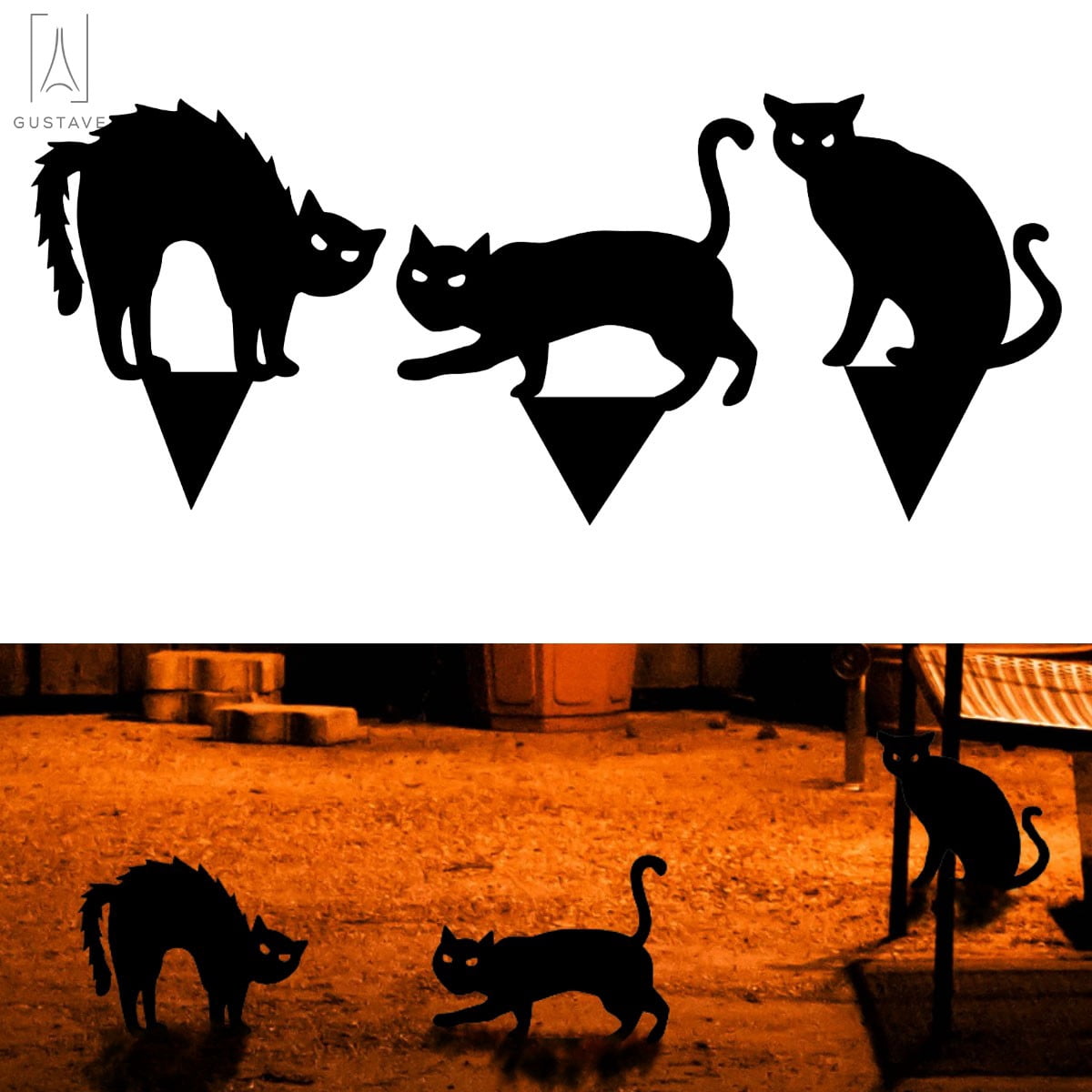 Gustave Set of 3 Acrylic Cat Silhouette Stake for Yards, Gardens ...