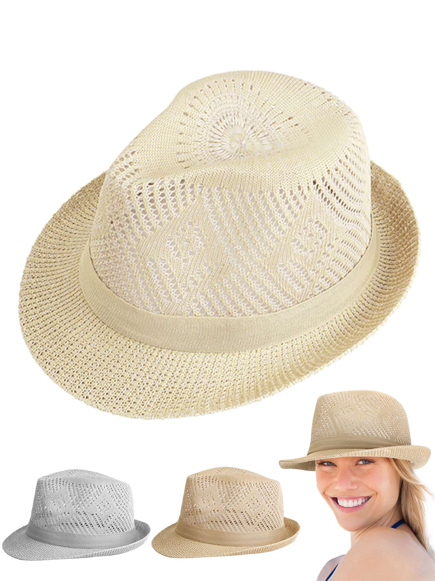 Gustave Short Brim Fedora Hat for Men Women Summer Sun Protection Beach ...