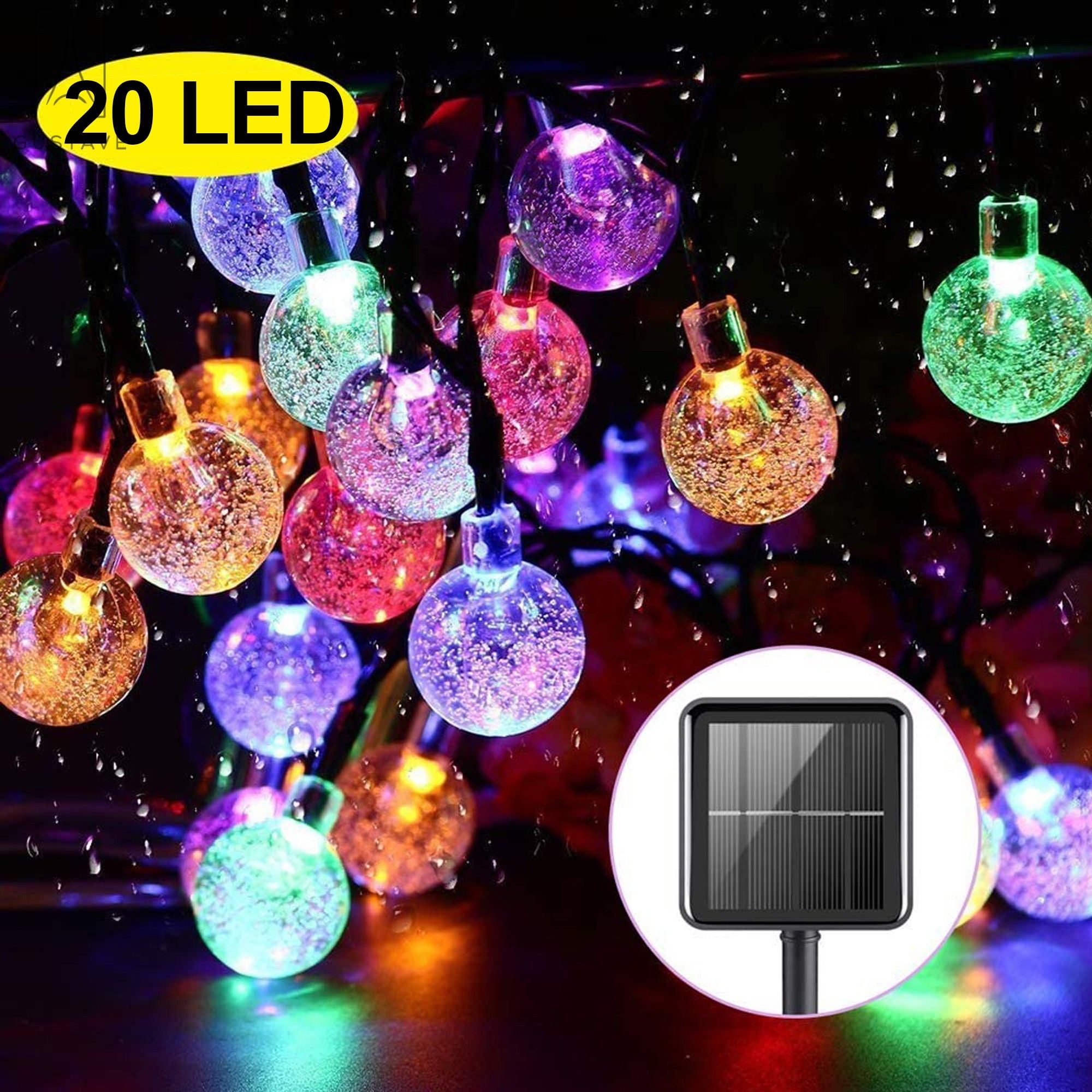 Gustave Solar String Lights Fairy Lights 16.4FT 20 LED Crystal Ball ...