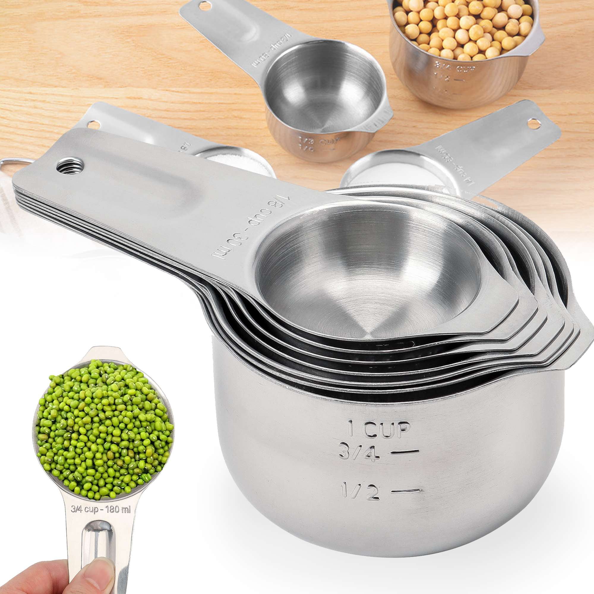 Gustave Stainless Steel Measuring Cups Set of 7 Heavy Duty Stackable ...