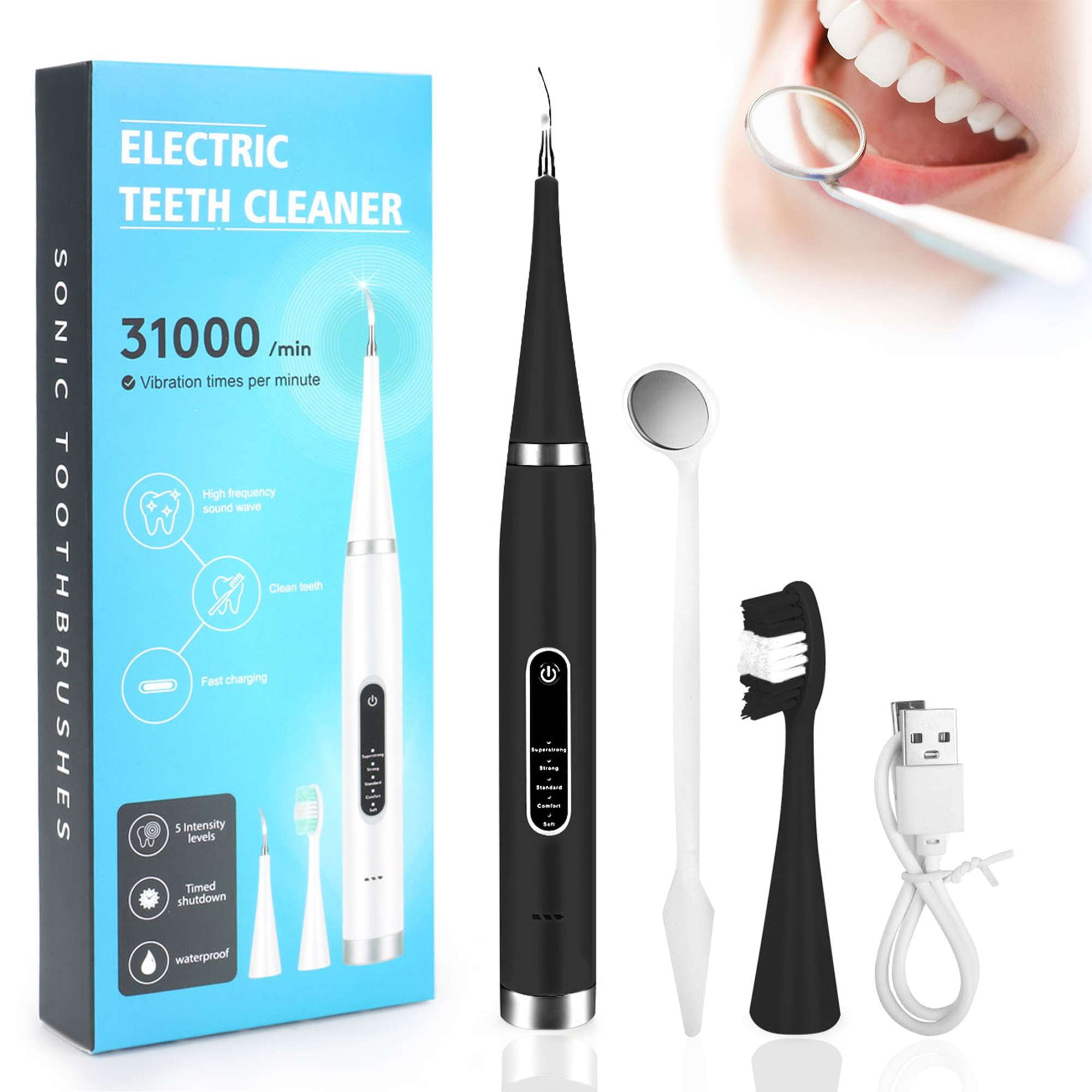 Gustave Teeth Cleaning Kit Plaque Remover for Adults, Portable Electric ...
