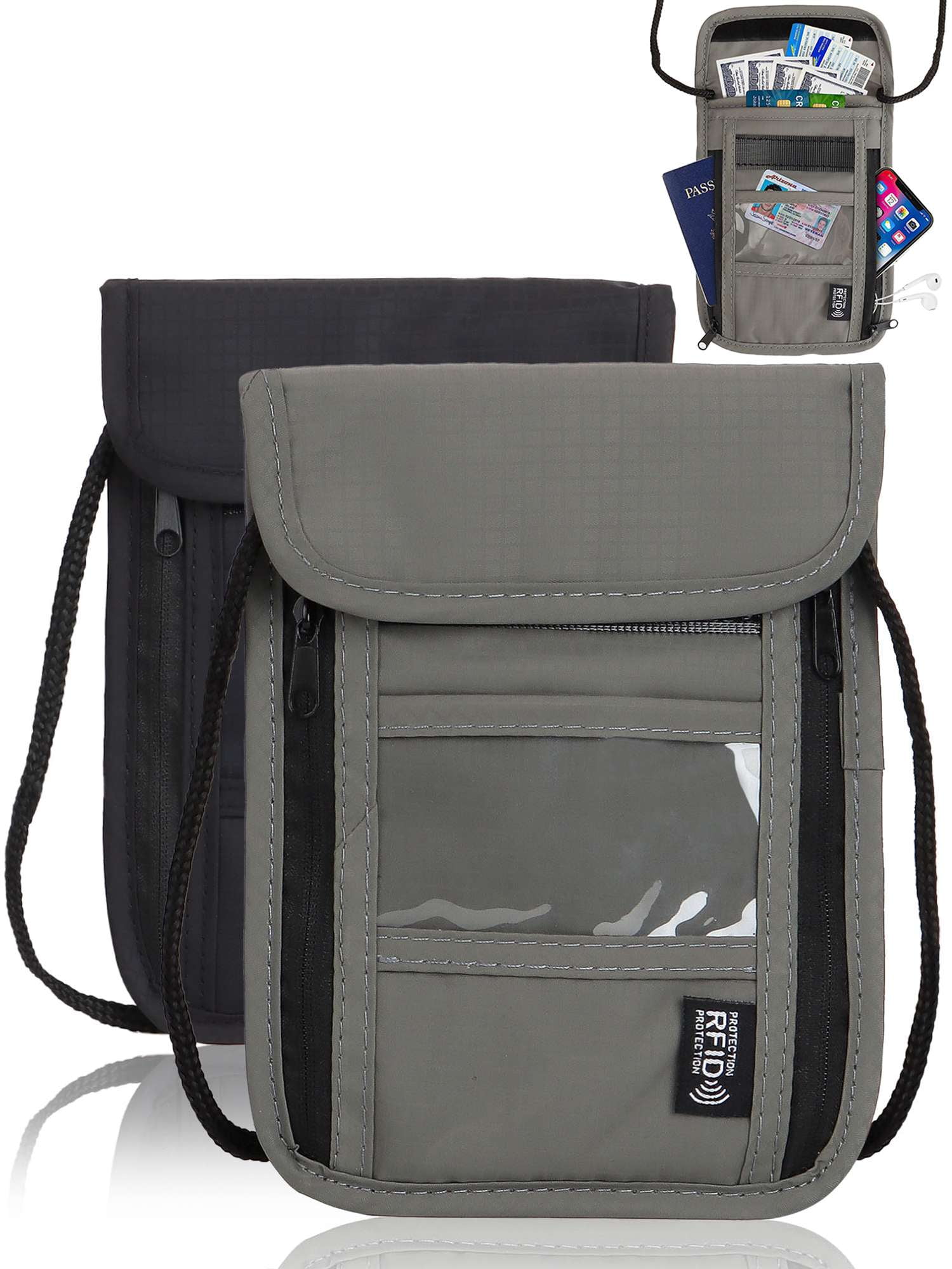 Gustave Travel Neck Wallet RFID Blocking Passport Holder Neck Pouch ...