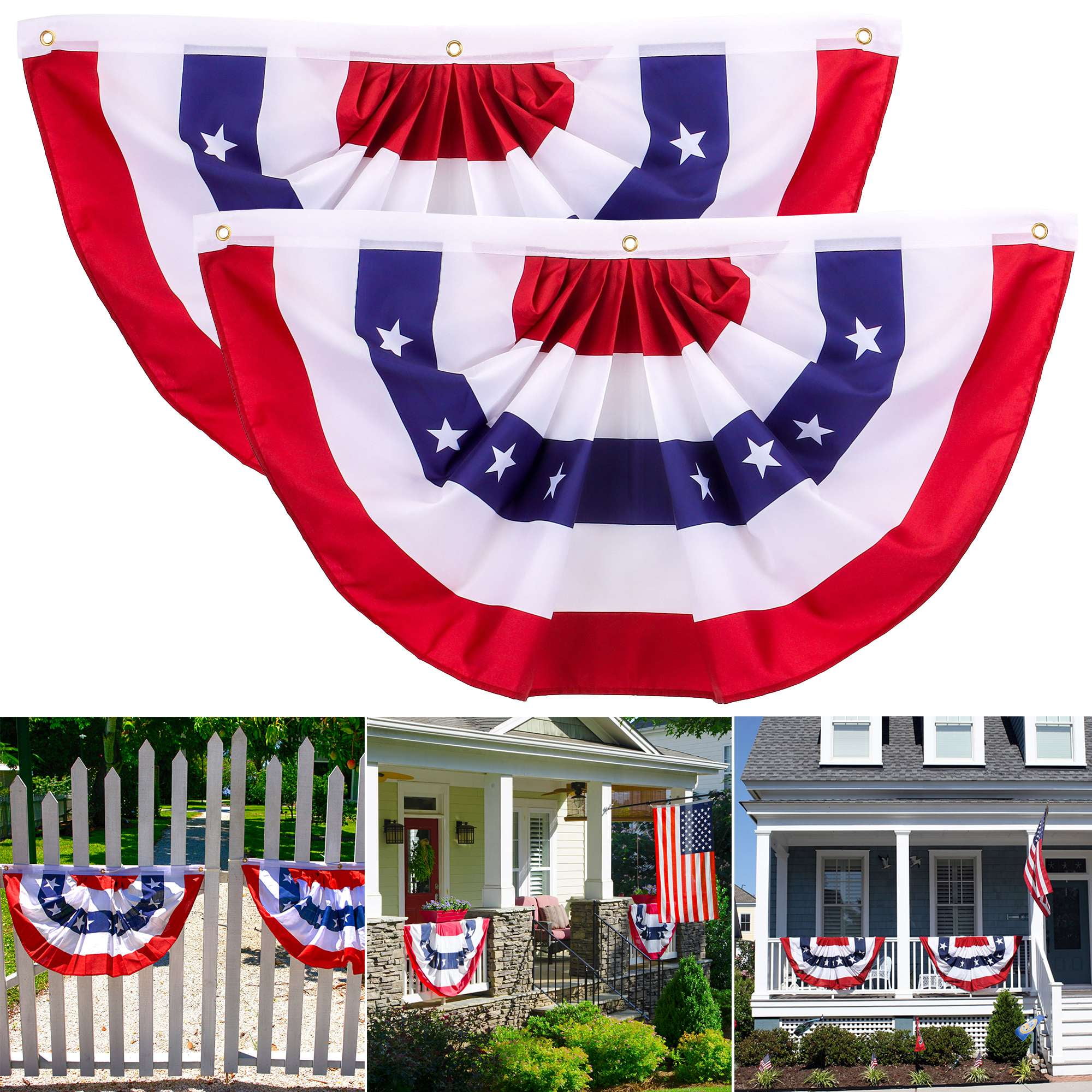 Gustave USA Pleated Fan Flag American Patriotic Half Fan Banner Bunting ...