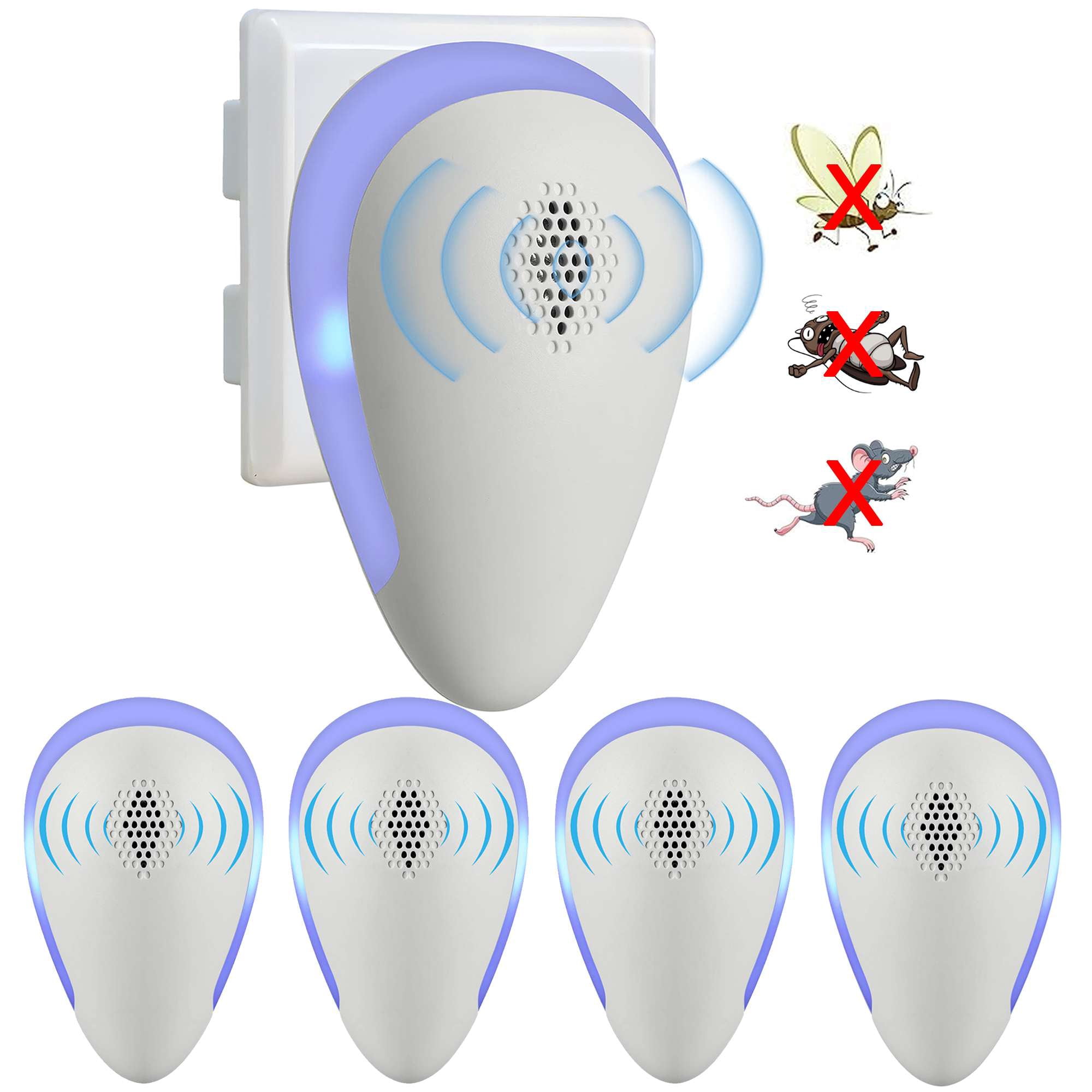 Gustave Ultrasonic Pest Repeller 5 Pack Electronic Plug in Mosquito ...