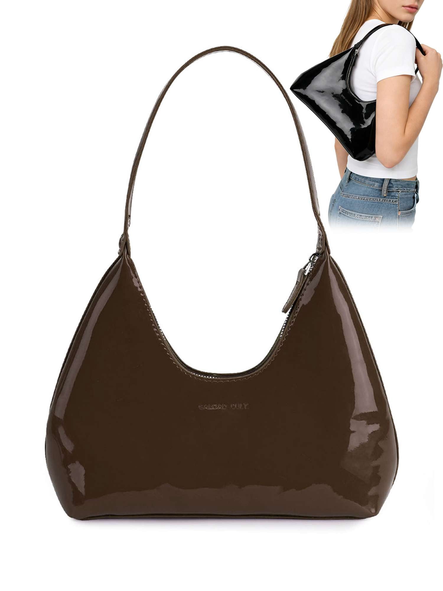 Gustave Underarm Shoulder Bag for Women Patent Leather Trendy Small ...