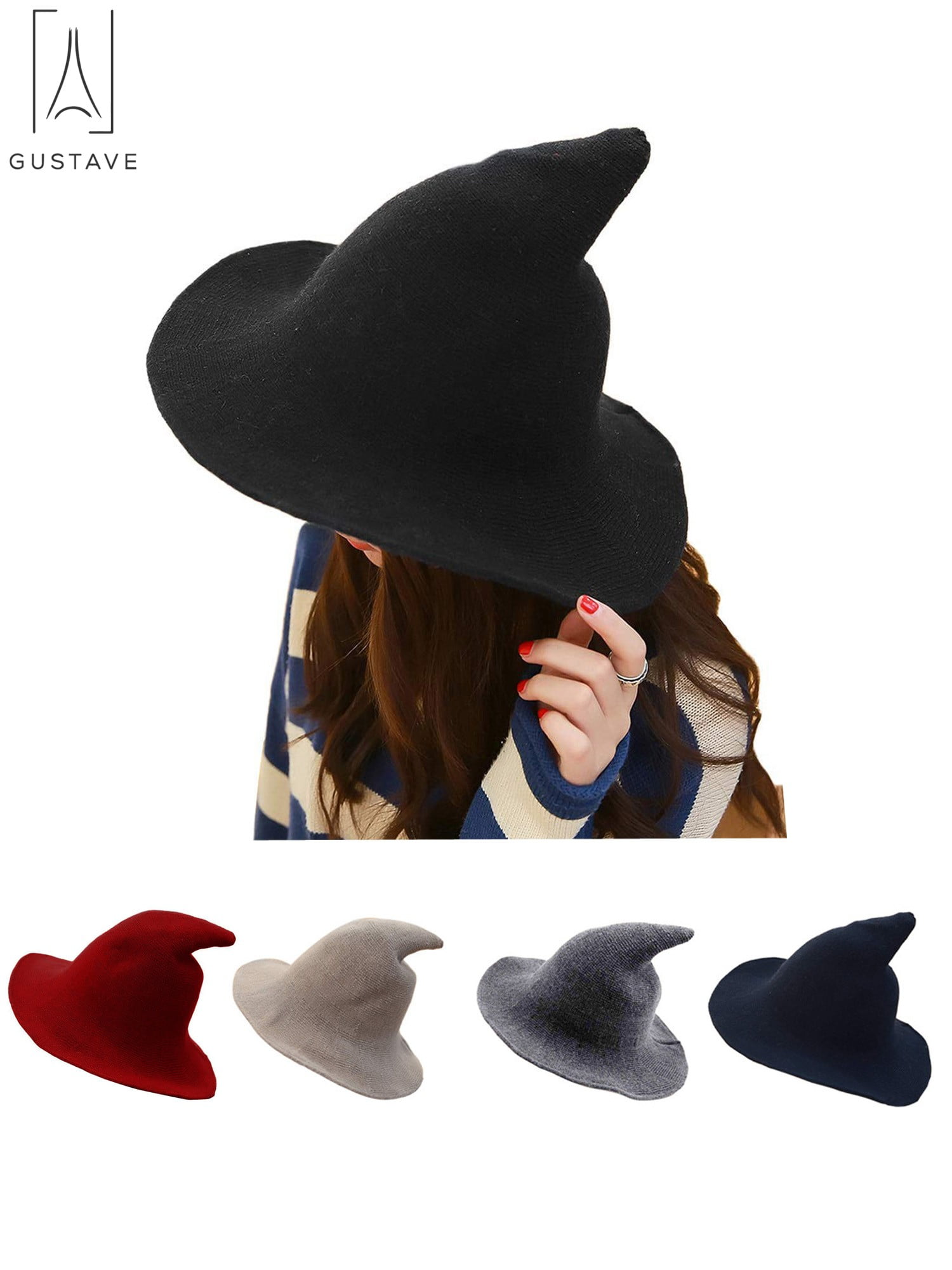 Gustave Winter Bucket Caps Steeple Wool Big Brimmed Pointed Hats for ...