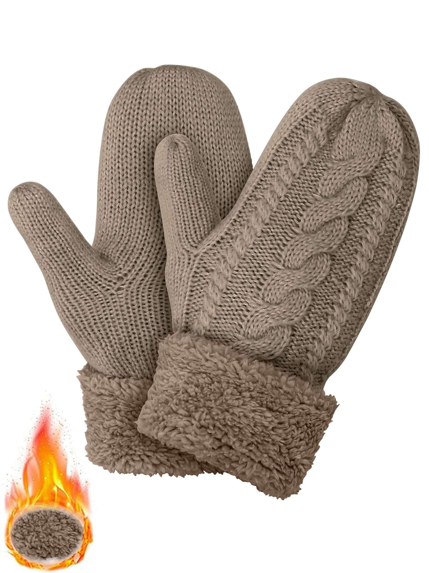 Gustave Winter Knitted Mittens Gloves for Women Ladies Soft Thick Warm ...