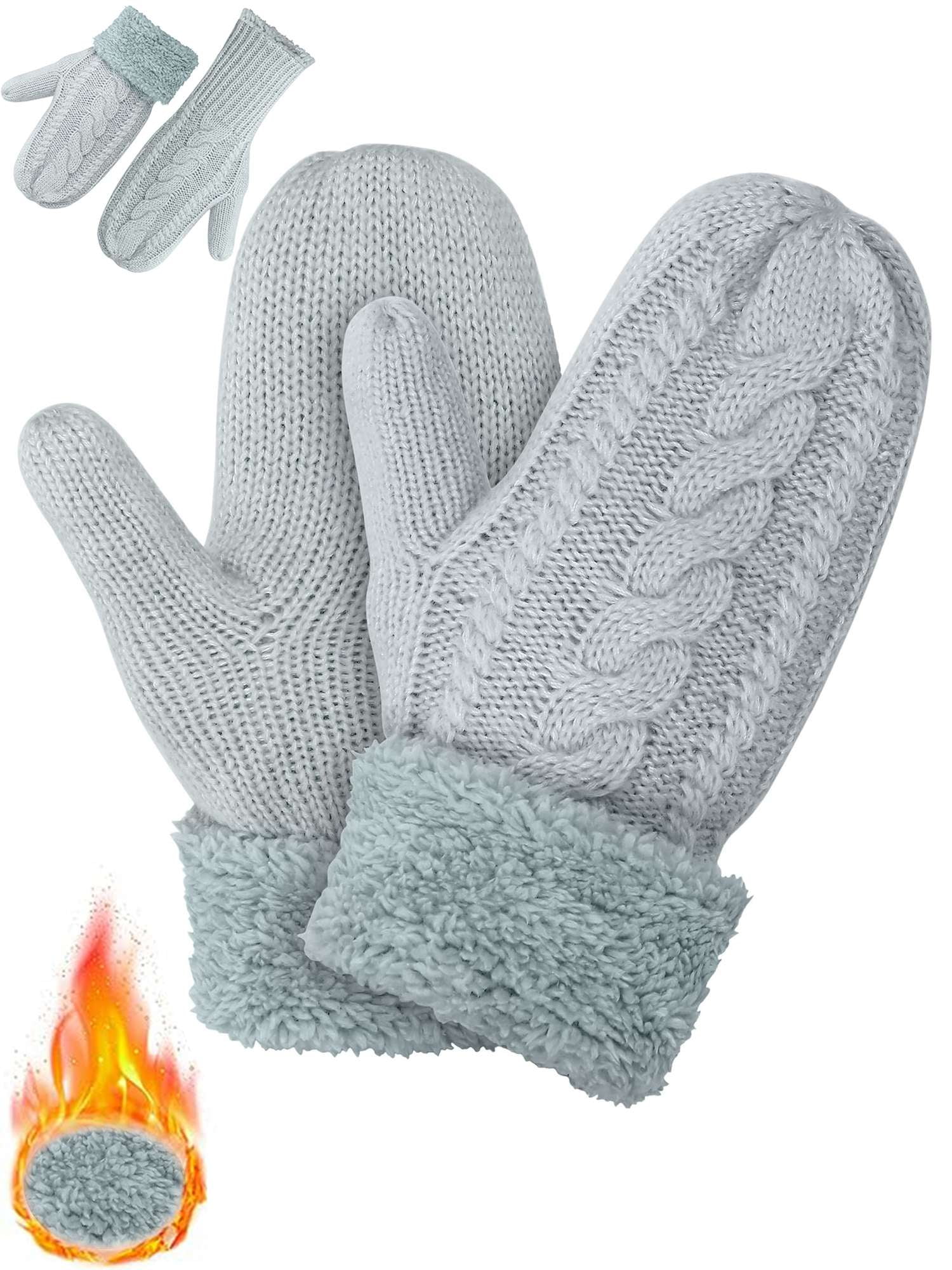 Gustave Winter Knitted Mittens Gloves for Women Ladies Soft Thick Warm ...