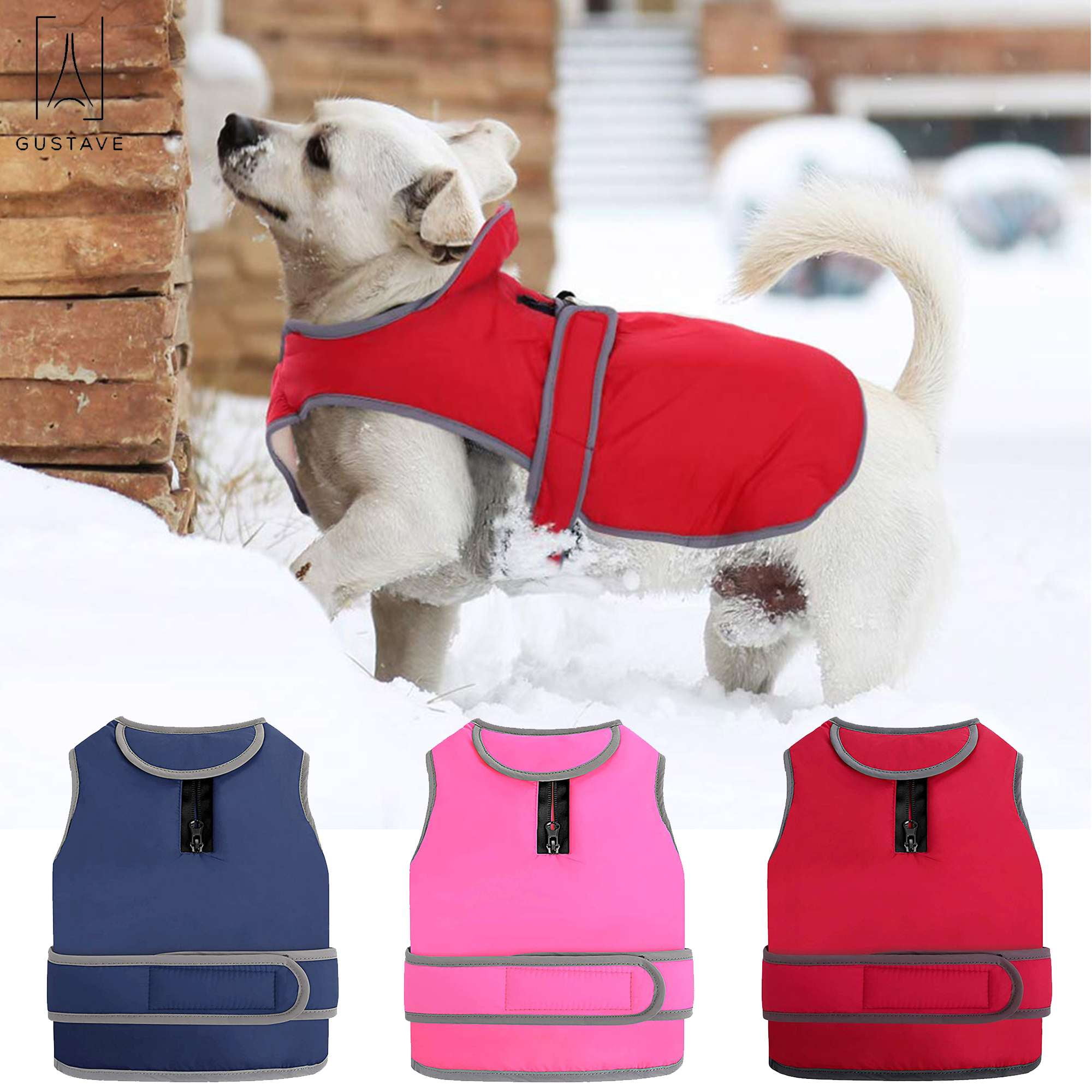 Gustave Winter Warm Dog Coat Reflective Adjustable Pet Jacket Coats for ...