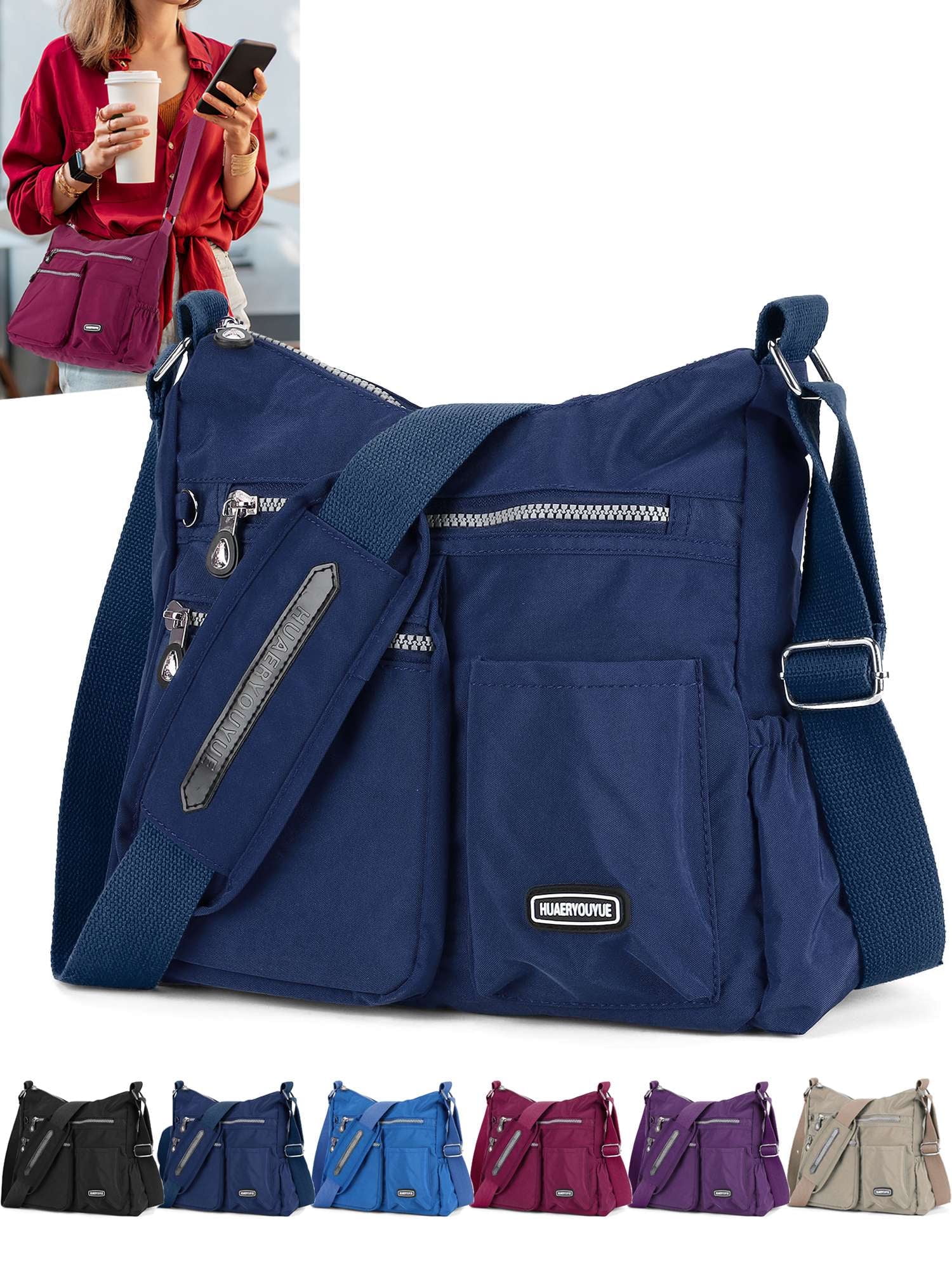 Gustave Women's Waterproof Nylon Crossbody Messenger Bag with Multi ...