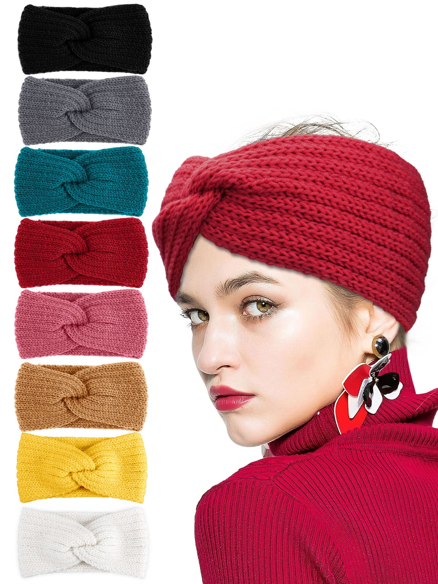 Gustave Women Knit Headbands Winter Ear Warmer Stretchy Crochet ...
