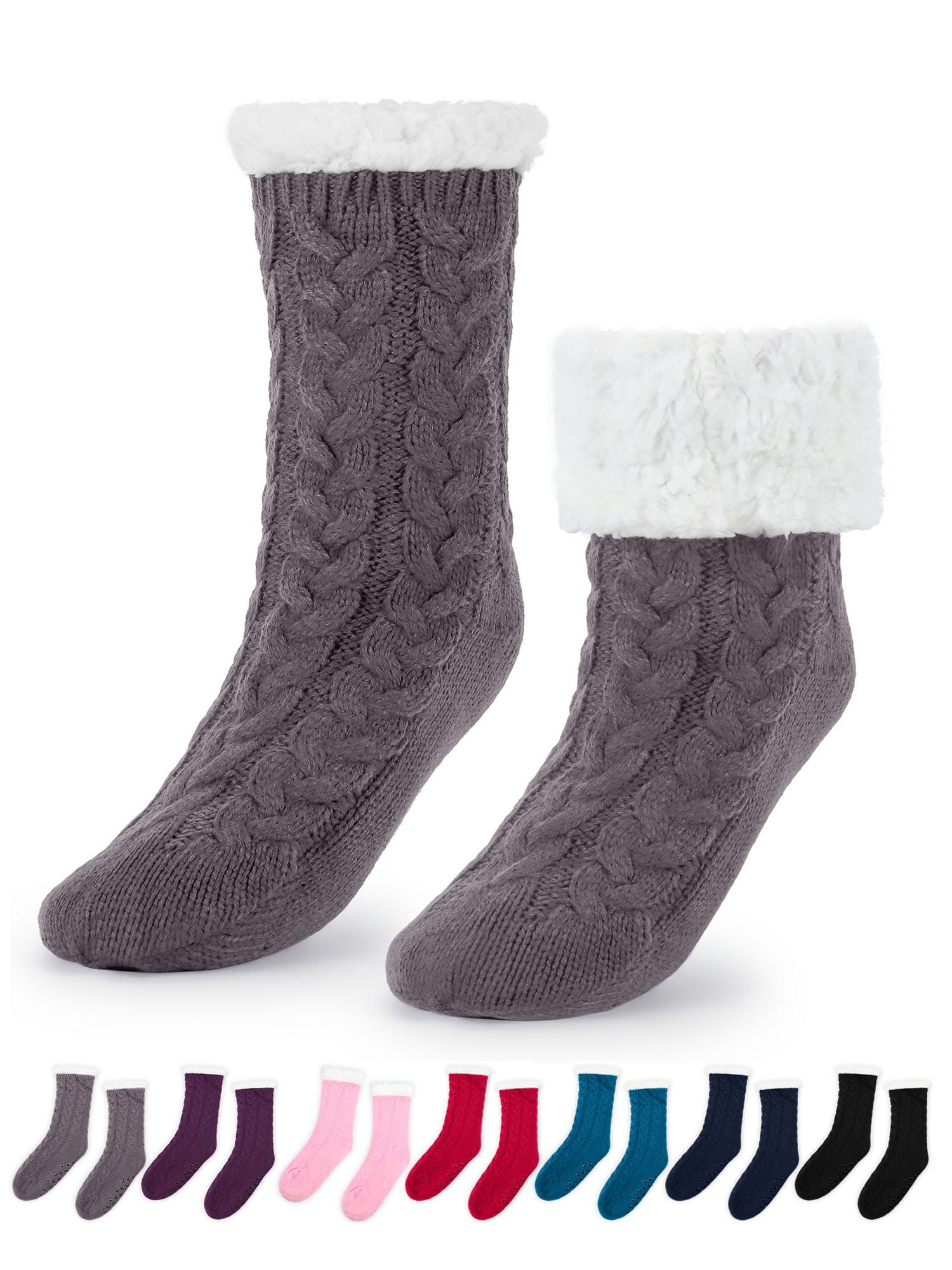 Gustave Women Slipper Socks with Grippers, Non Slip Winter Plush Warm ...